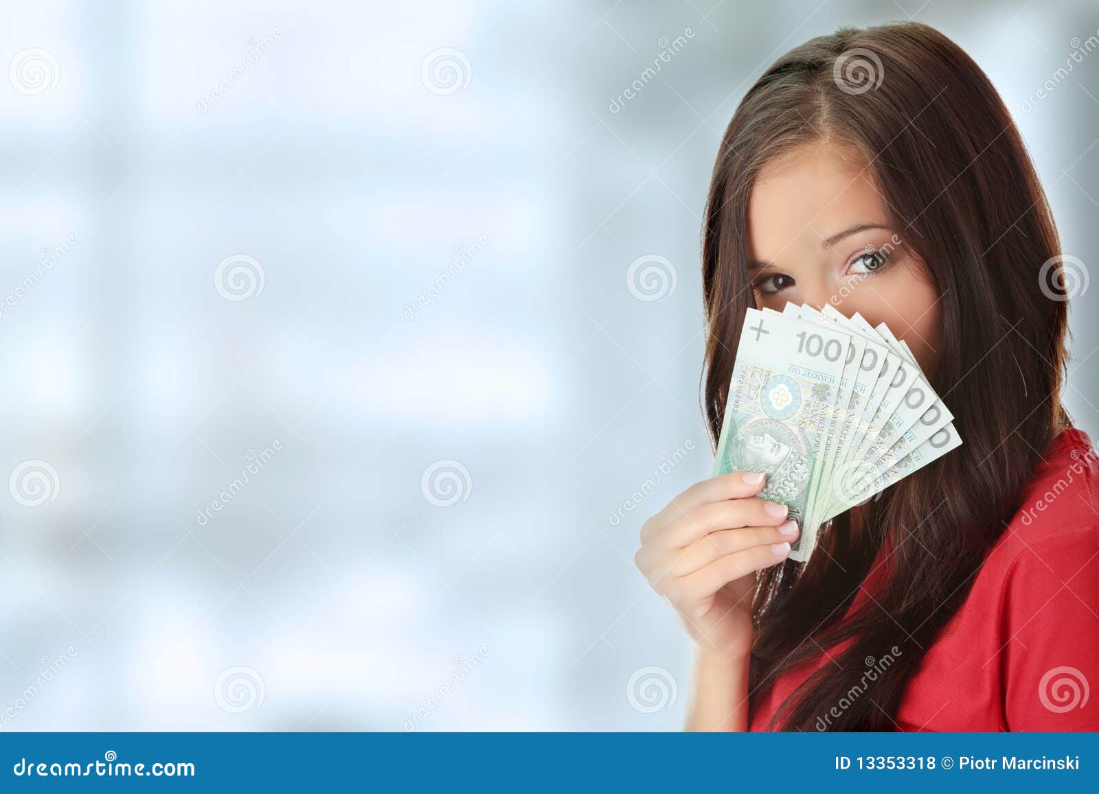 Young lady holding cash stock photo. Image of girl, beautiful - 13353318
