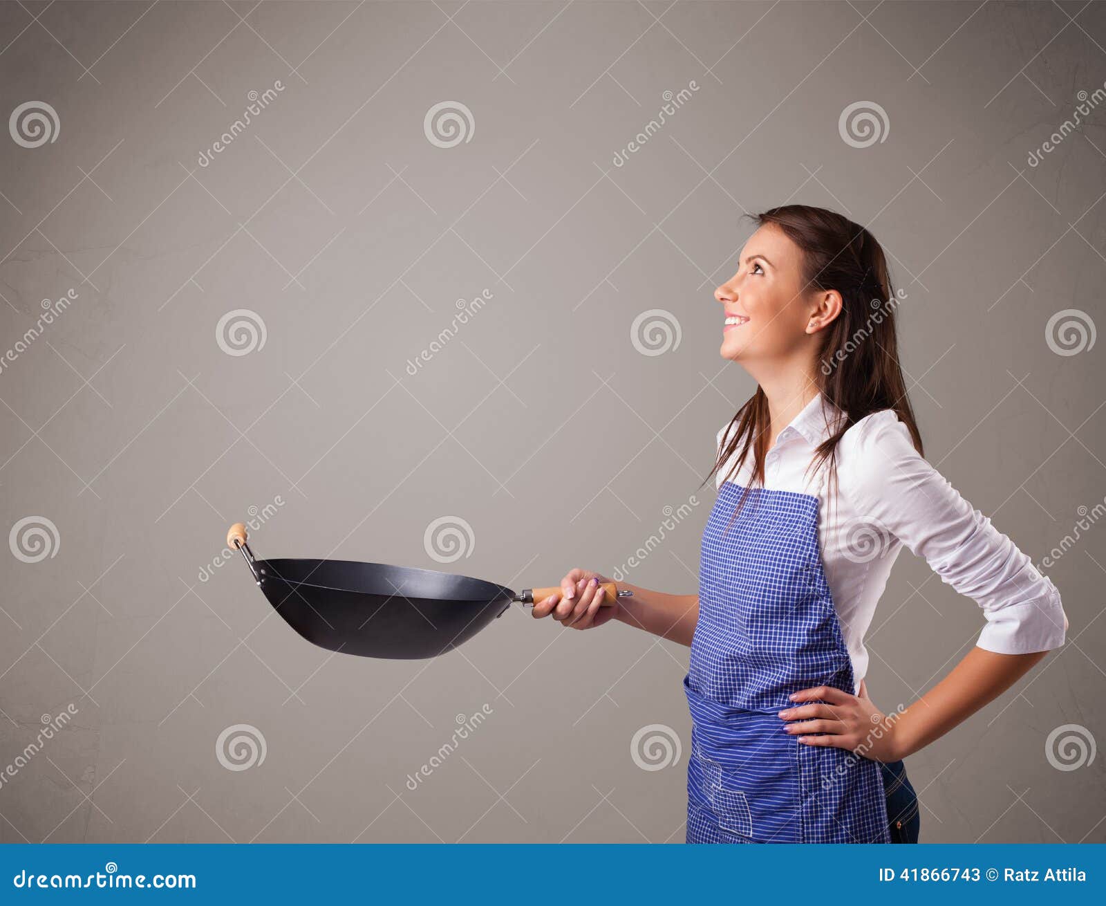 Young Lady Holding a Frying Pan Stock Image - Image of cook, home: 41866743