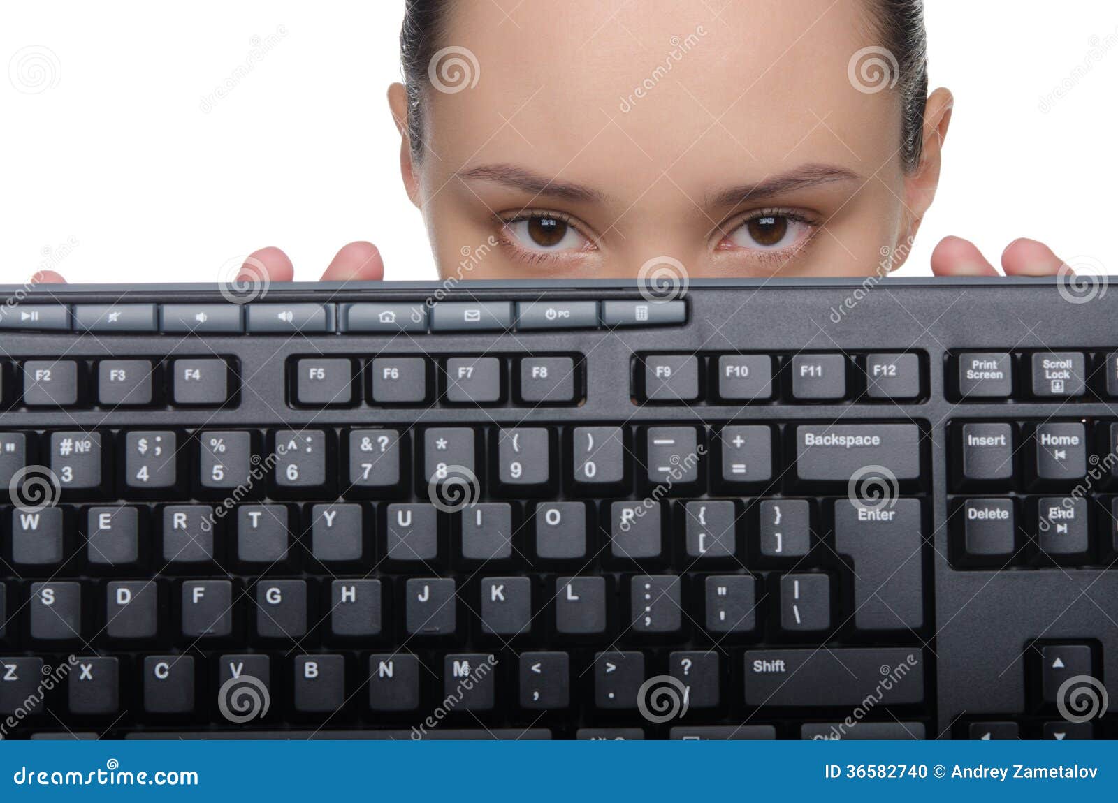 Young Lady Holding a Keyboard Stock Photo - Image of eyes, caucasian ...