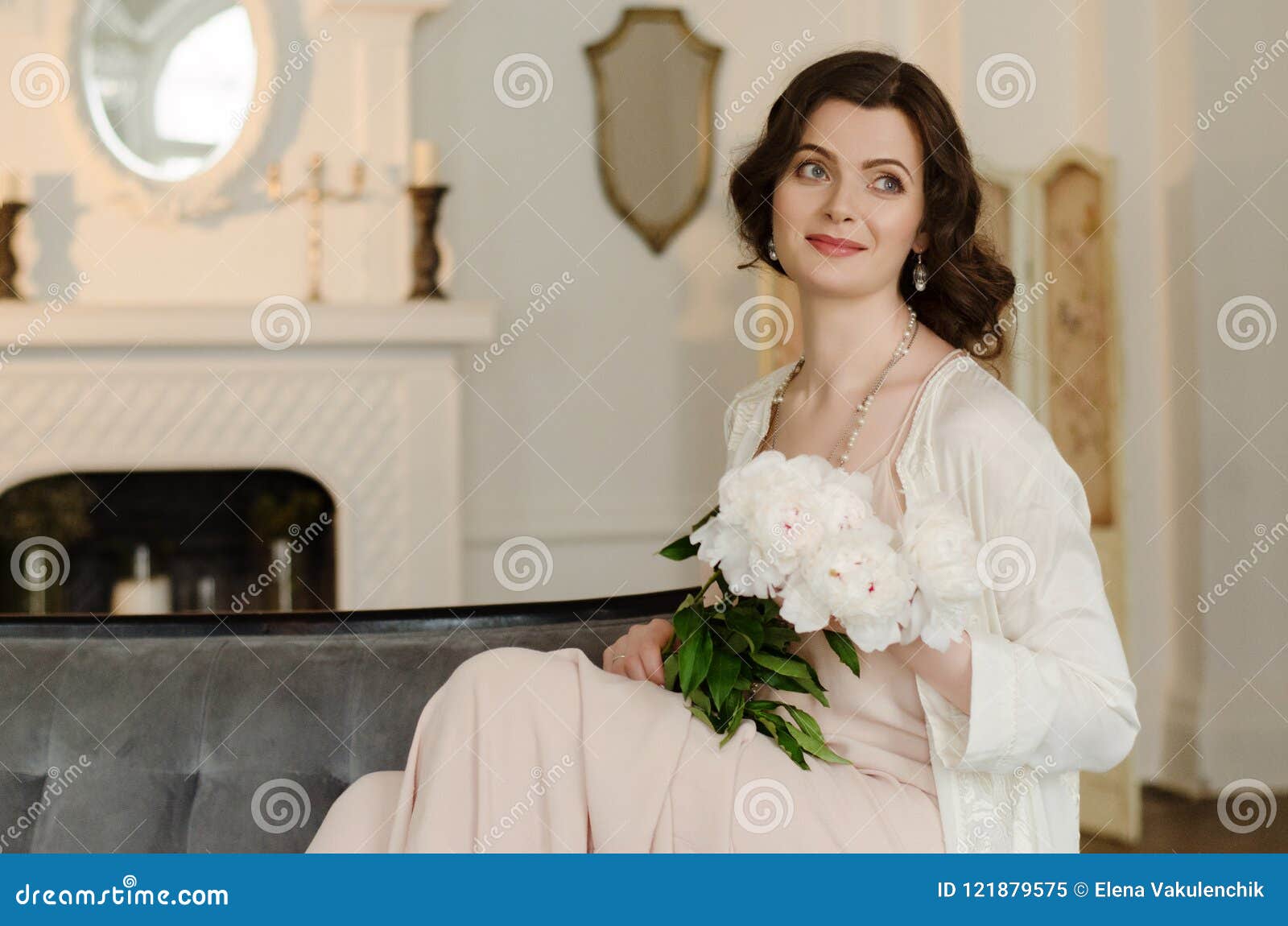 Young lady at home stock image. Image of calm, long - 121879575