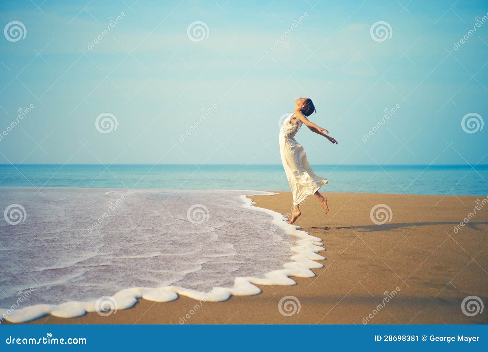 Young Lady Jumping on the Beach Stock Image - Image of nature, jump ...