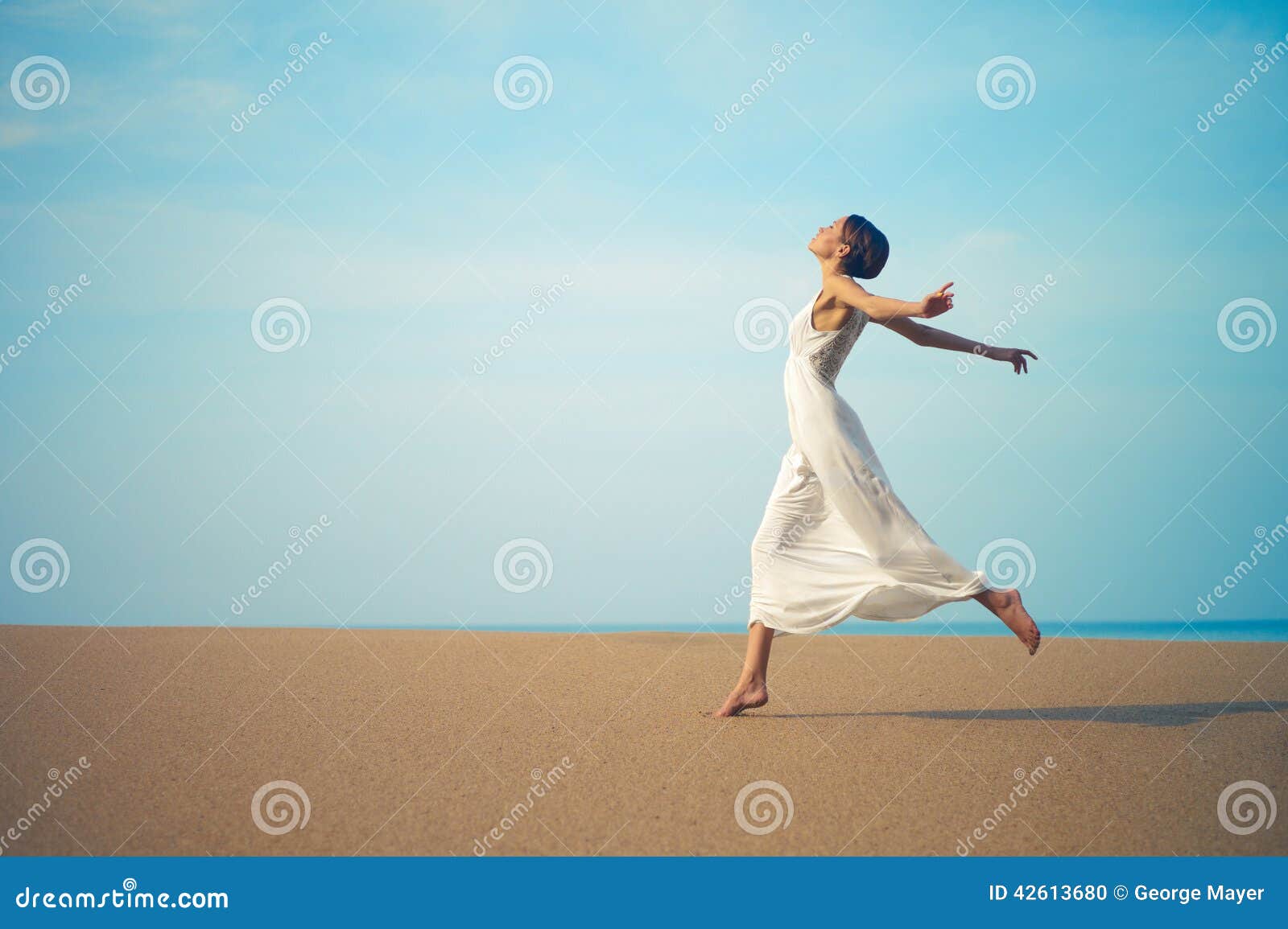 Young Lady Jumping on the Beach Stock Photo - Image of female, pose ...