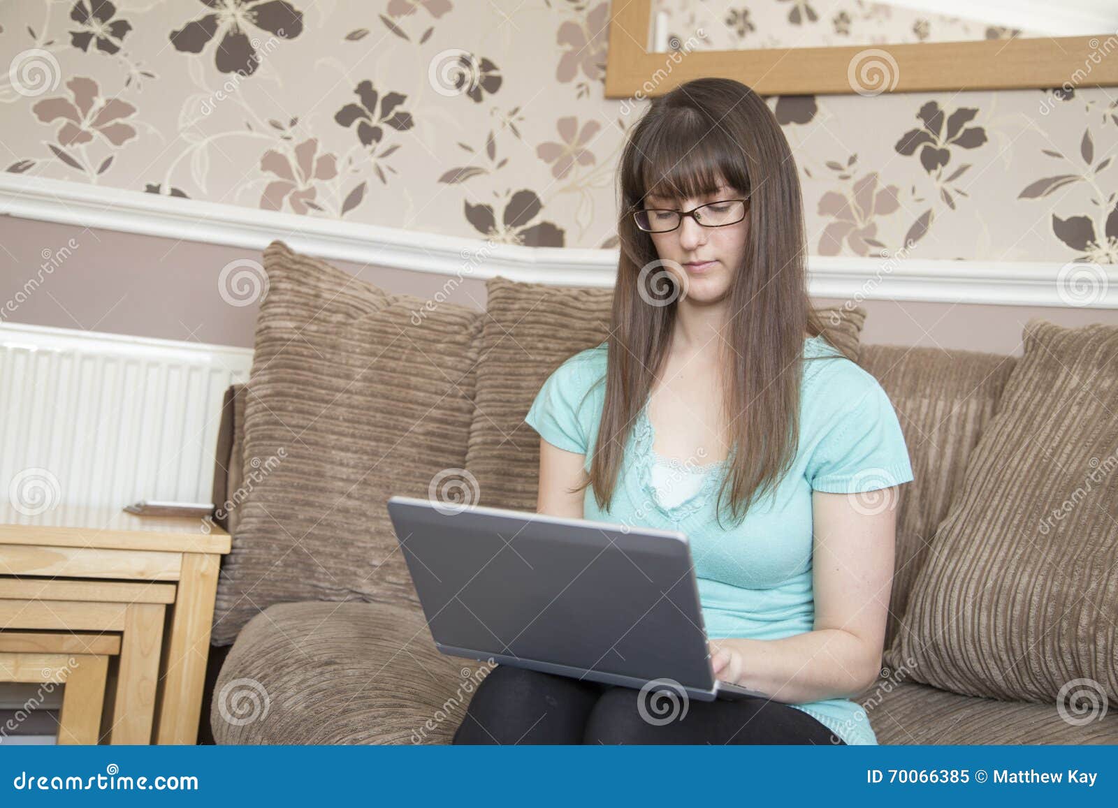 Young lady on laptop stock image. Image of computer, person - 70066385