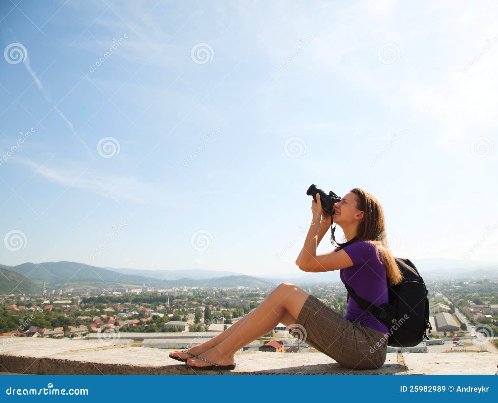 Young Lady Photographer Outdoors Stock Image - Image of cheerful ...
