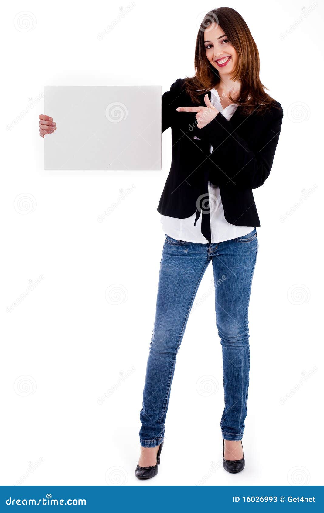 Young Lady Pointing at Blank Board Stock Image - Image of background ... Young Lady Pointing at Blank Board Stock Image - Image of background ...