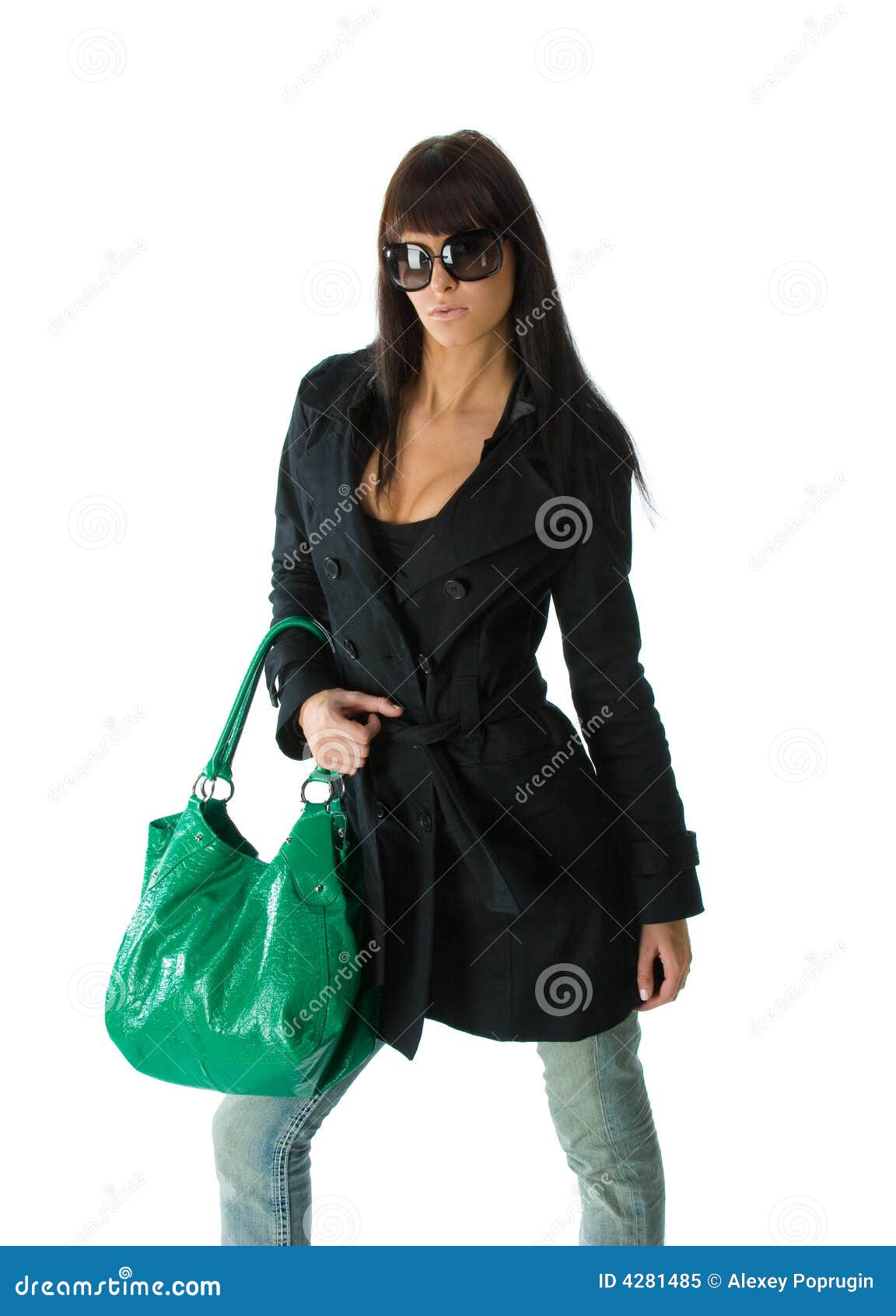 Young lady with purse stock image. Image of casual, long - 4281485