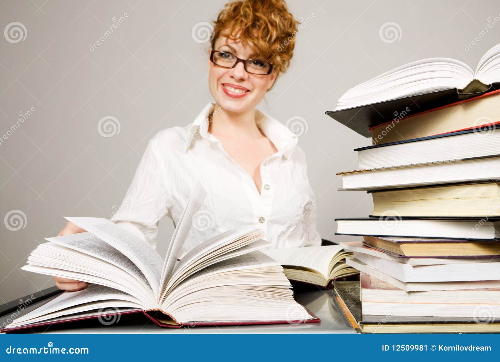 Young lady reading book stock image. Image of desk, elegant - 12509981