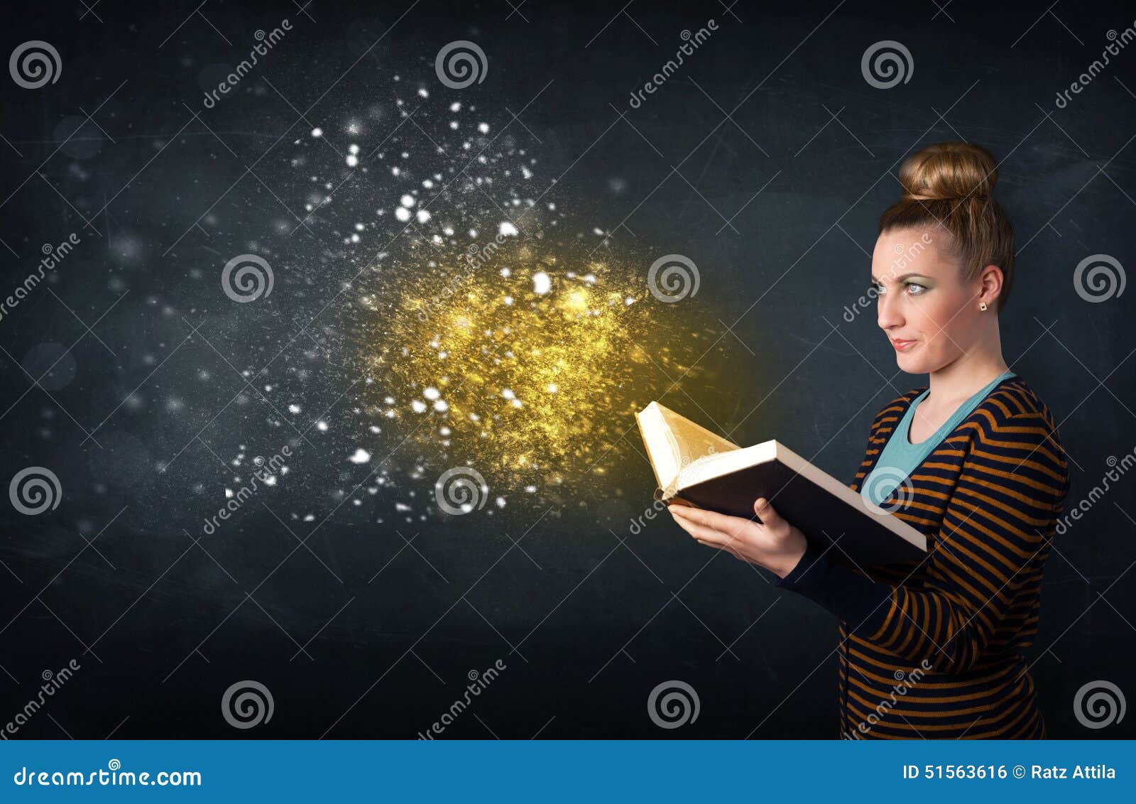 Young Lady Reading a Magical Book Stock Photo - Image of magical, learn ...