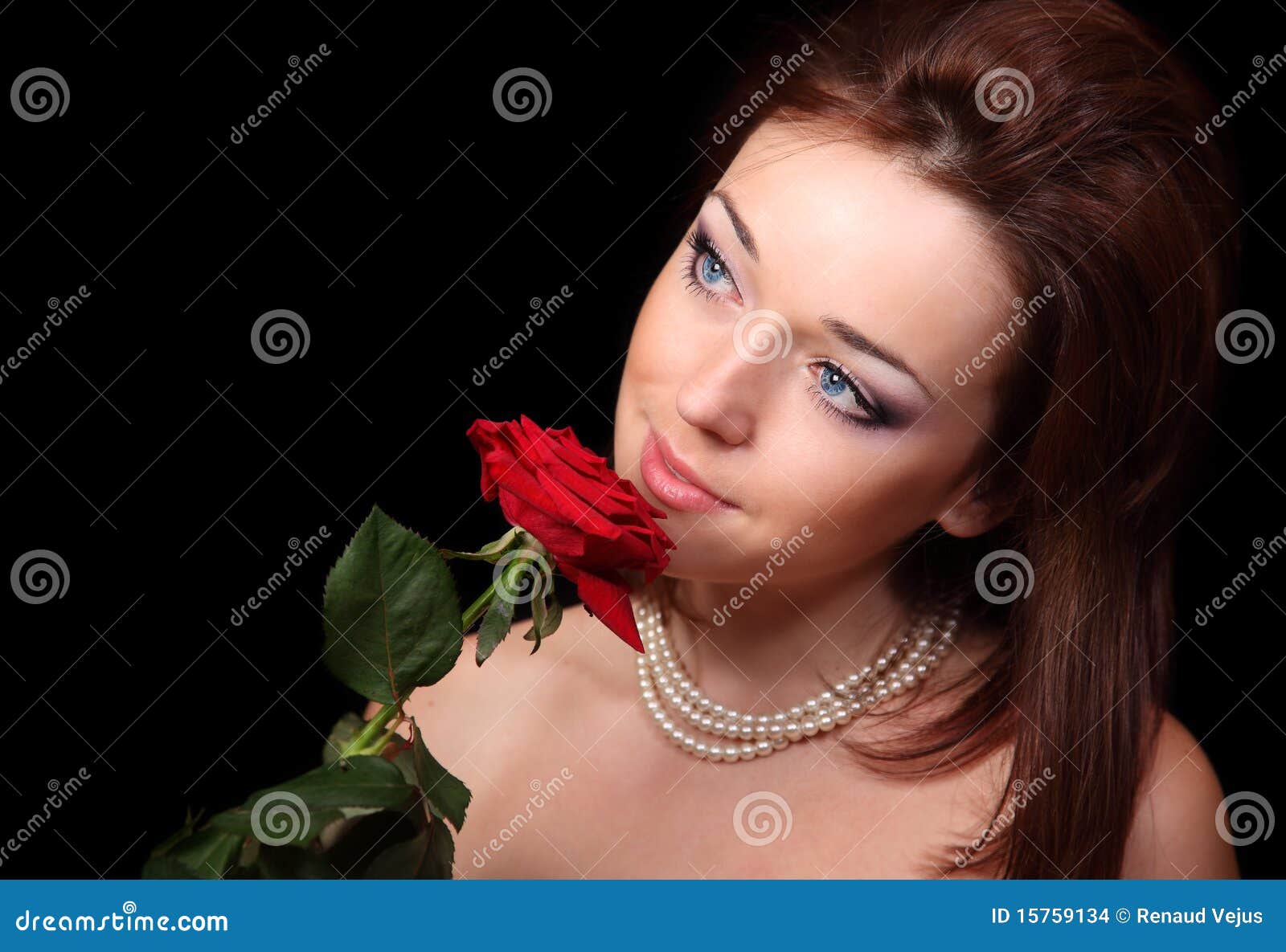 Young lady with red rose stock photo. Image of beautiful - 15759134