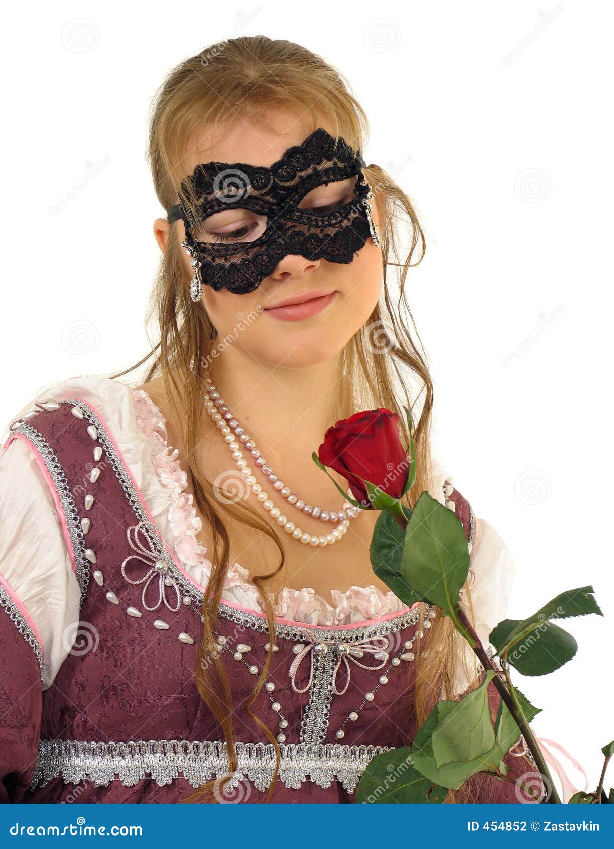 Young lady with red rose stock photo. Image of face, isolated - 454852