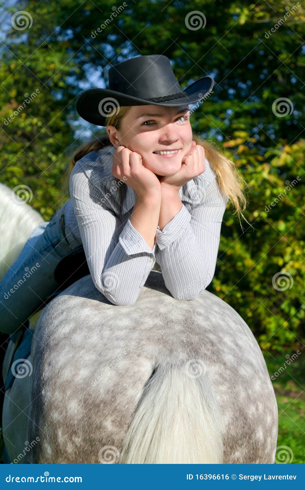 Young Lady riding a horse stock photo. Image of nature - 16396616
