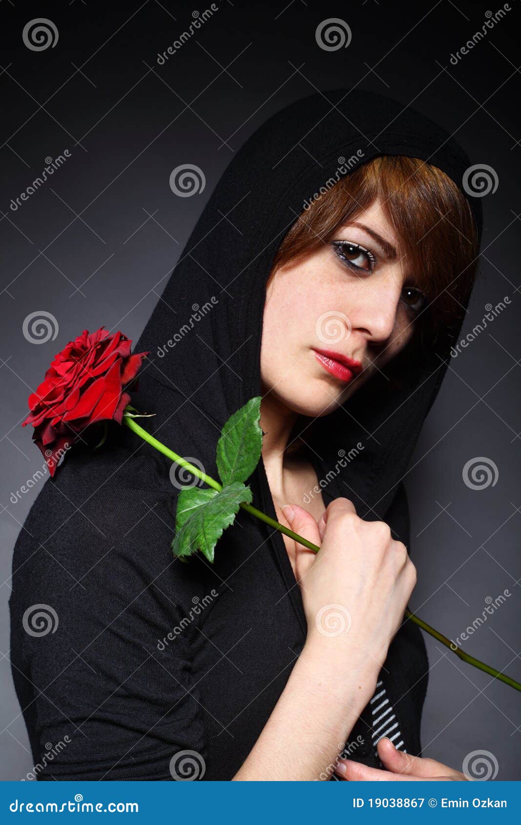 Young lady with rose stock image. Image of contemplating - 19038867
