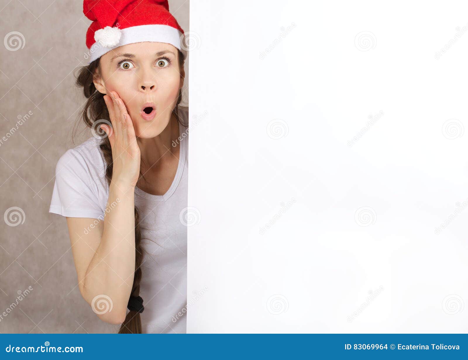 Young Lady in Santa Claus Hat Stock Photo - Image of thirty, present ...