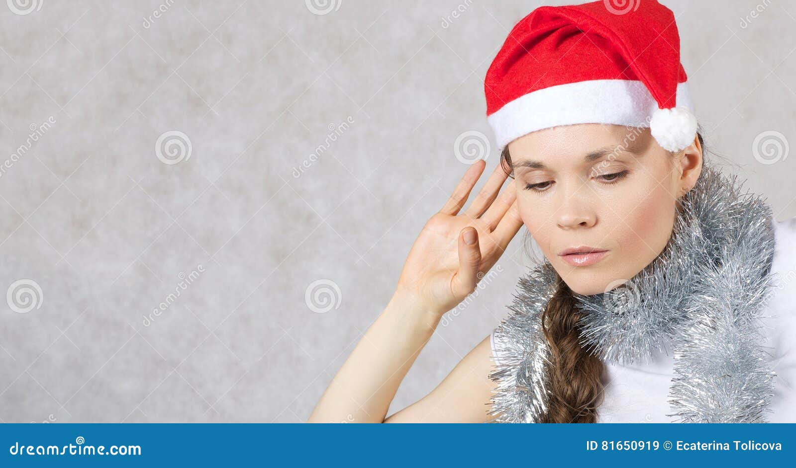 Young lady in Santas hat stock image. Image of thirty - 81650919