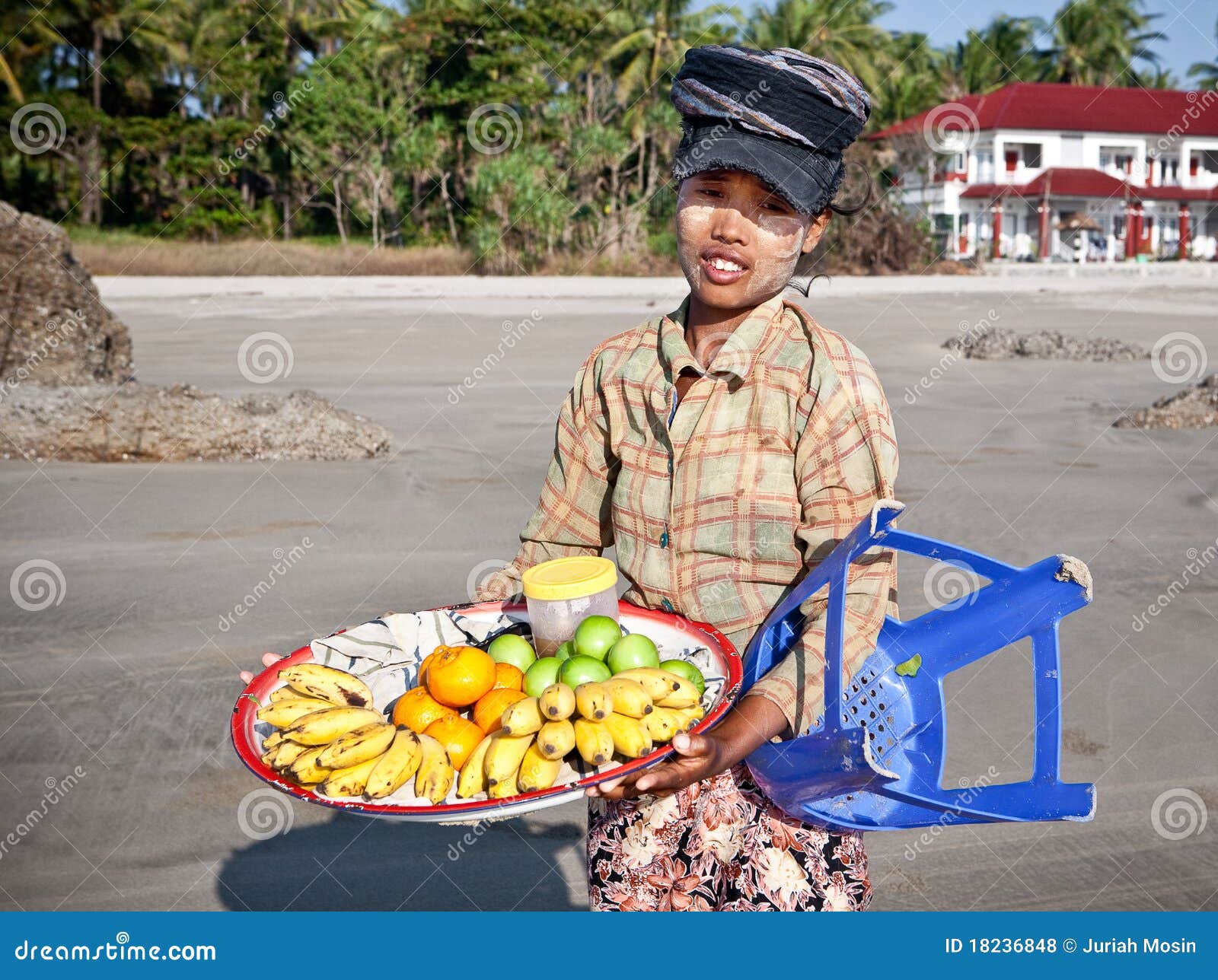 Young Lady Sells Fresh Fruit Along the Beach Editorial Stock Photo ...