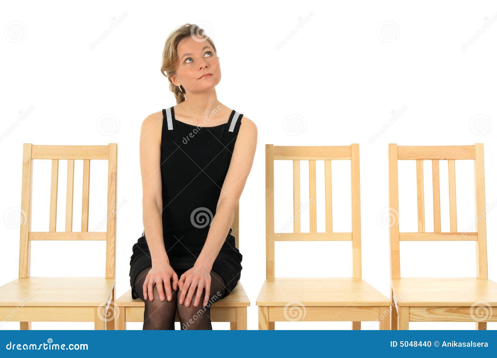 Young Lady Sitting on a Chair and Waiting Stock Photo - Image of ...