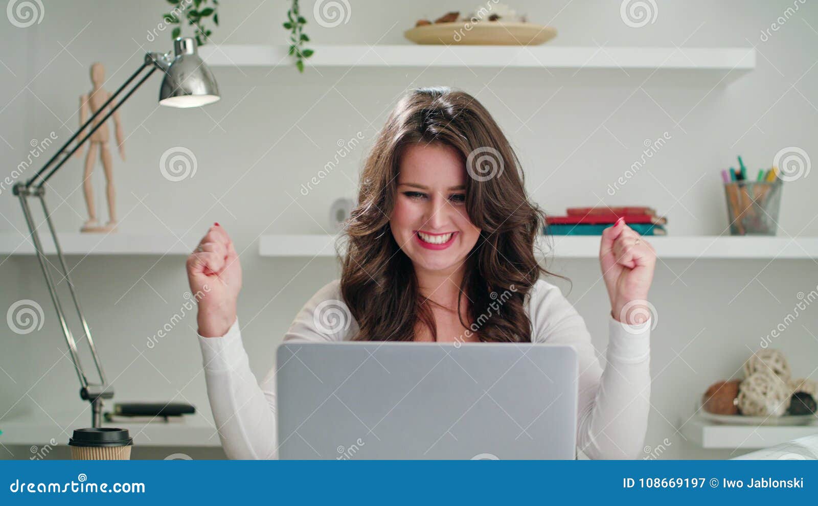 A Young Lady Using a Computer Indoors Stock Image - Image of computer ...