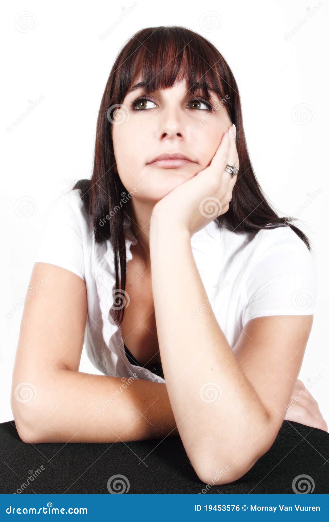 Young lady thinking stock photo. Image of adult, nails - 19453576