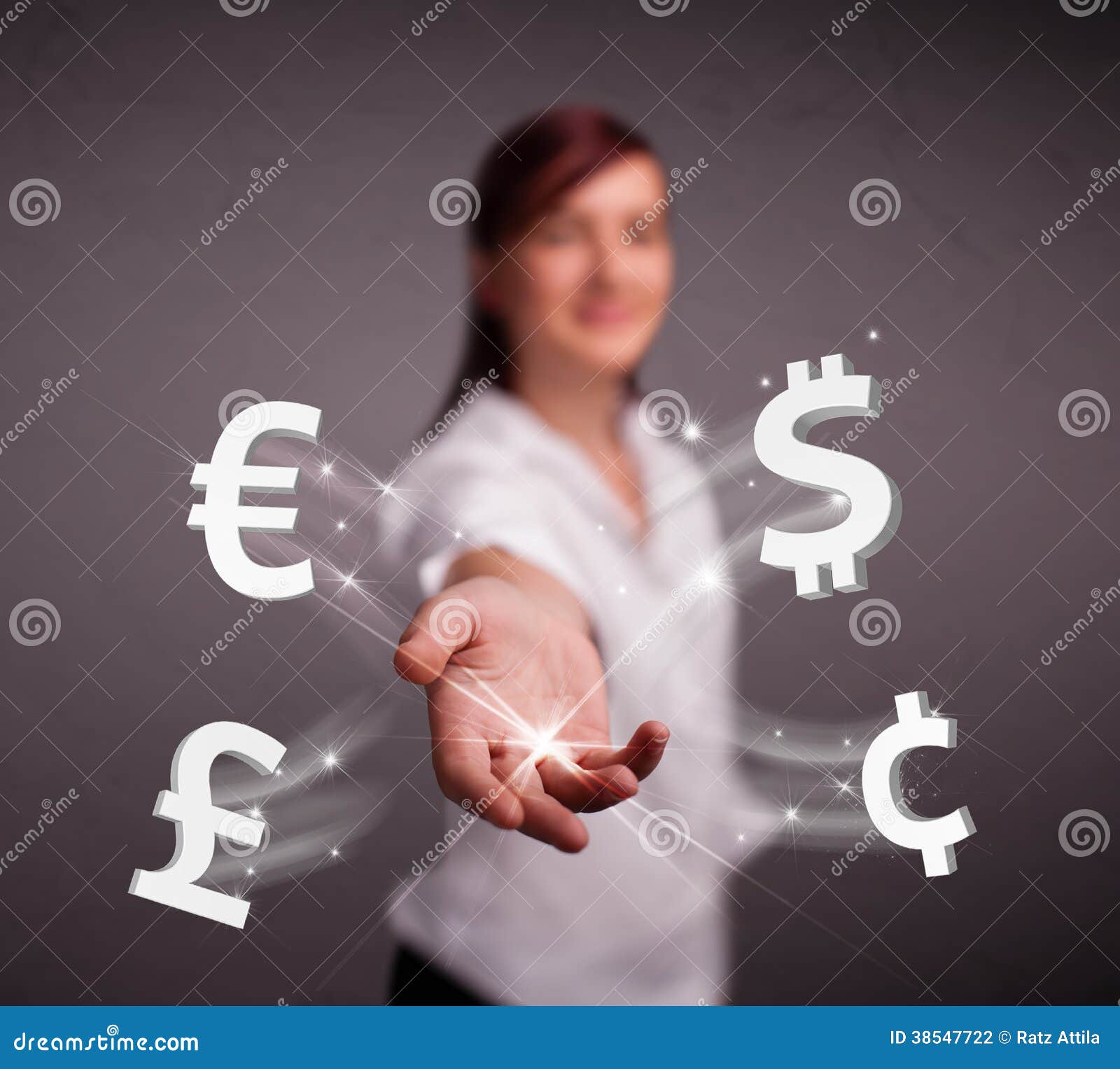 Young Lady Throwing Currency Icons Stock Photo - Image of financial ...