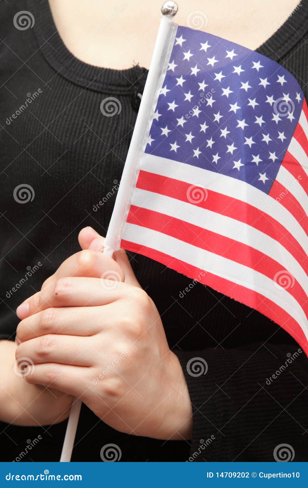 Young lady with USA flag stock photo. Image of women - 14709202