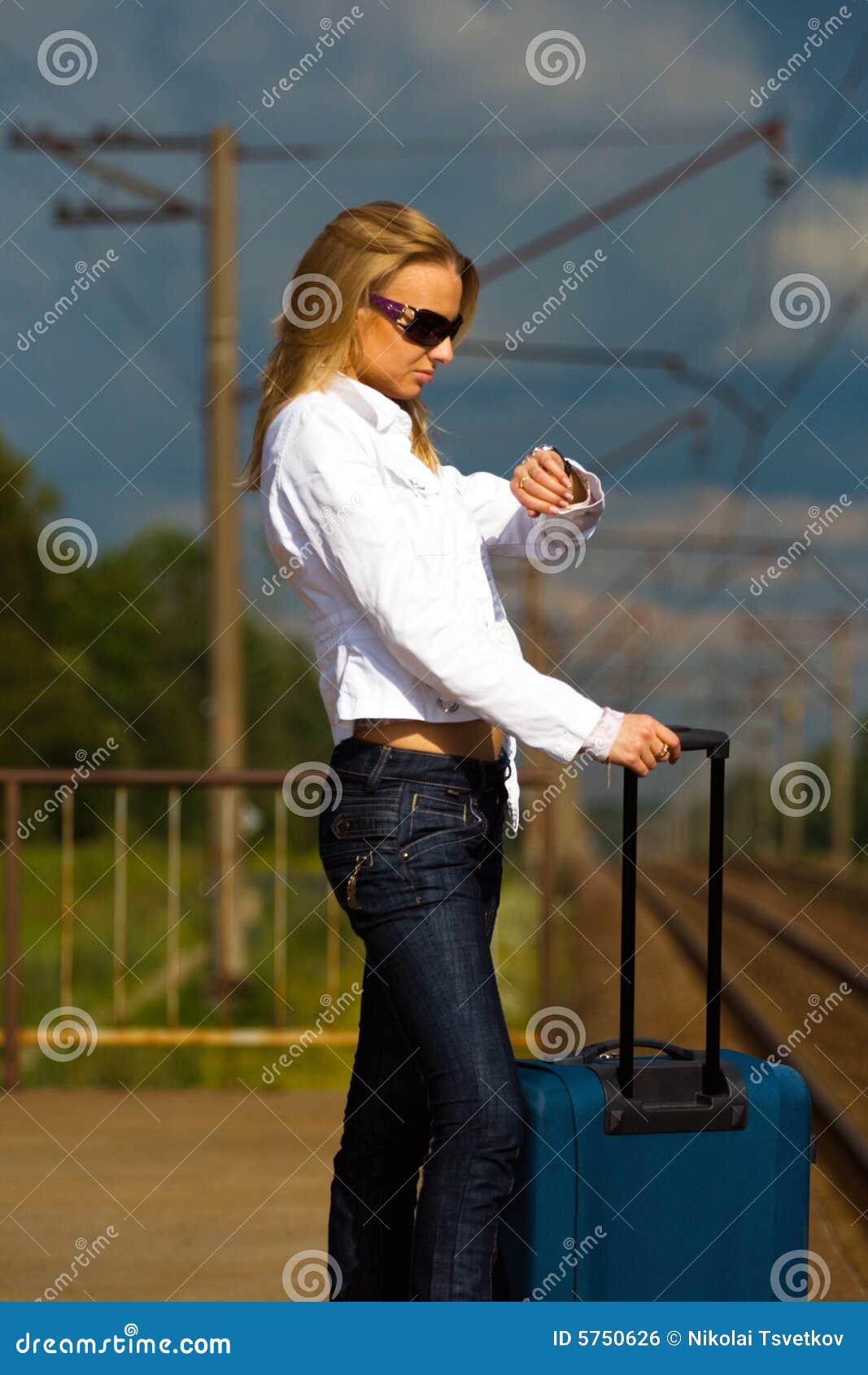 Young Lady Waiting for a Train Stock Photo - Image of passenger, hurry ...