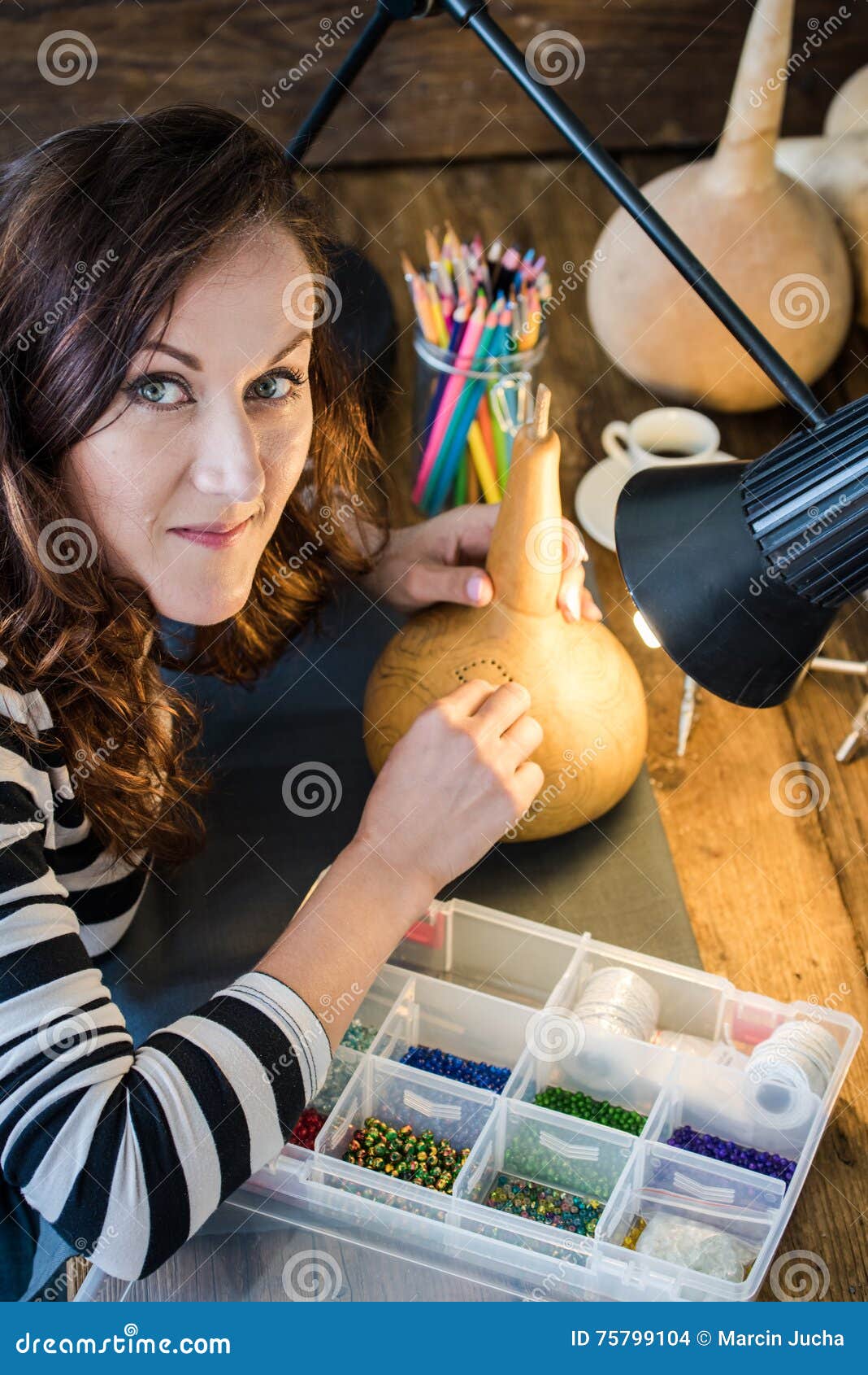 Young Lady Work in Creative Craft Workshop Stock Photo - Image of table ...