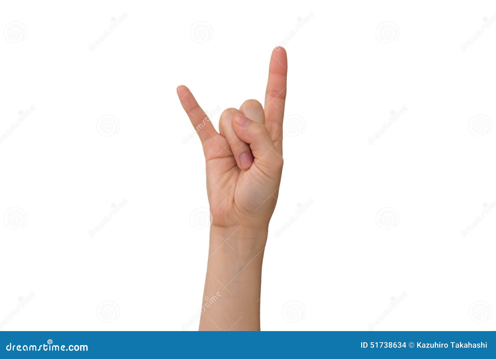 Young Ladys Right Hand Corna Sign Stock Photo - Image of space ...