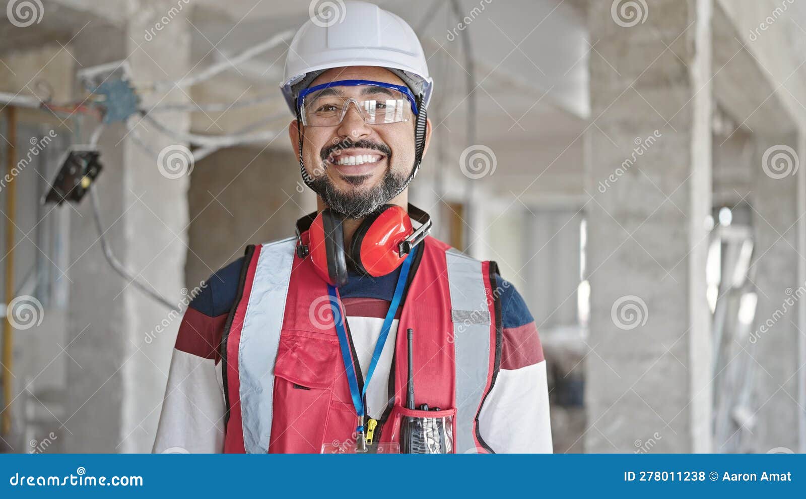 Young Latin Man Builder Smiling Confident Standing at Construction Site ...