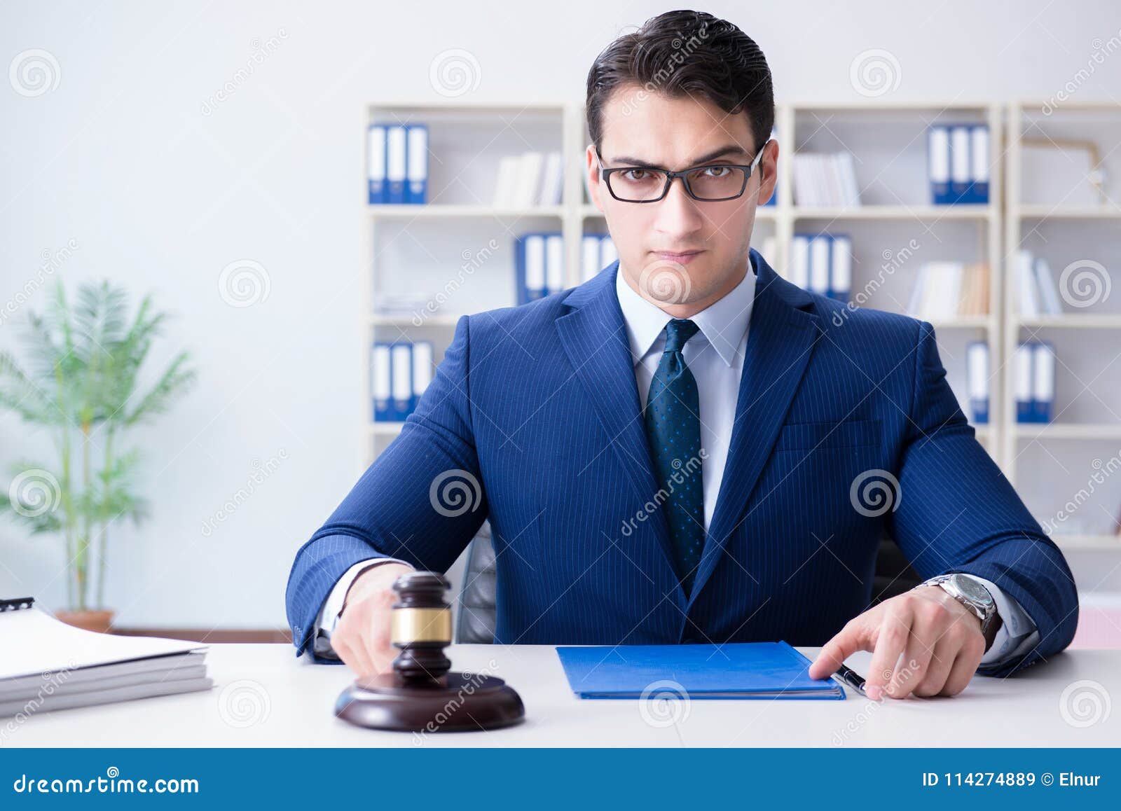 The Young Lawyer Judge Sitting in the Office Stock Image - Image of ...
