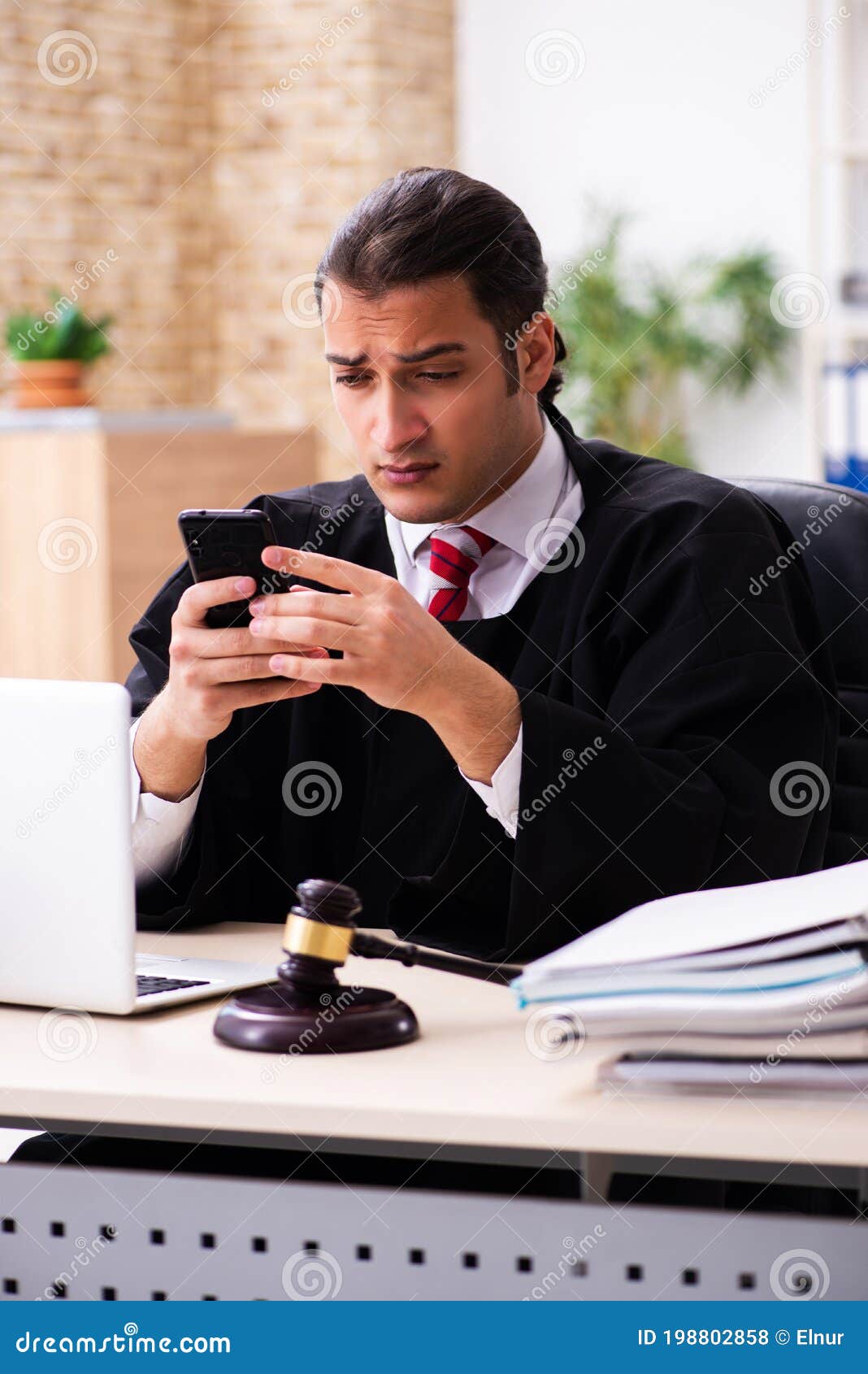 Young Male Lawyer Working in the Courthouse Stock Photo - Image of ...