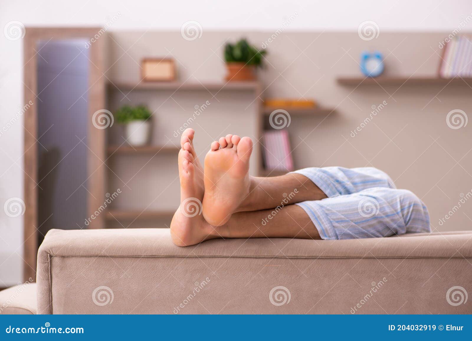 Young Lazy Man in Oversleeping Concept at Home Stock Image - Image of ...