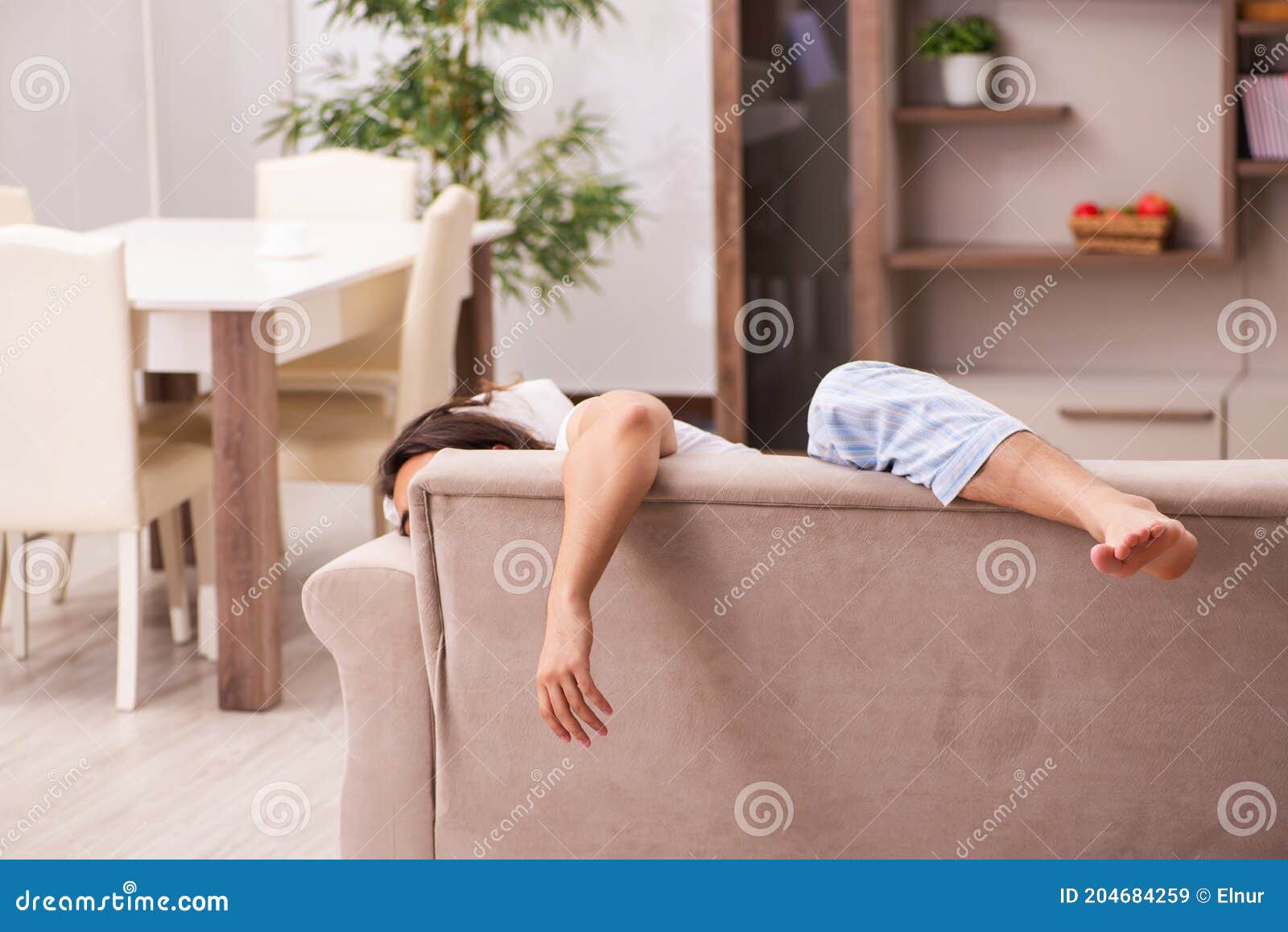 Young Lazy Man in Oversleeping Concept at Home Stock Image - Image of ...