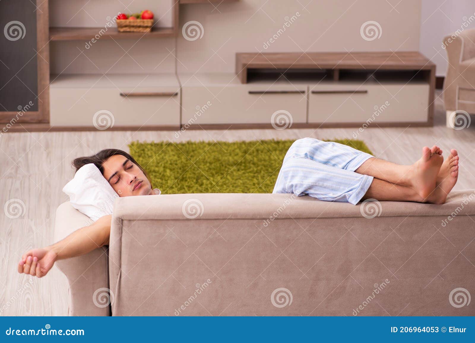 Young Lazy Man in Oversleeping Concept at Home Stock Image - Image of ...