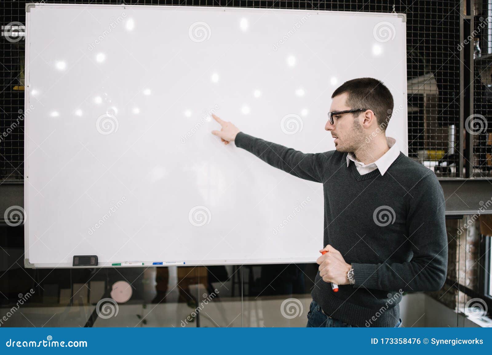 Young Lecturer Standing in Front of the Whiteboard Stock Photo - Image ...