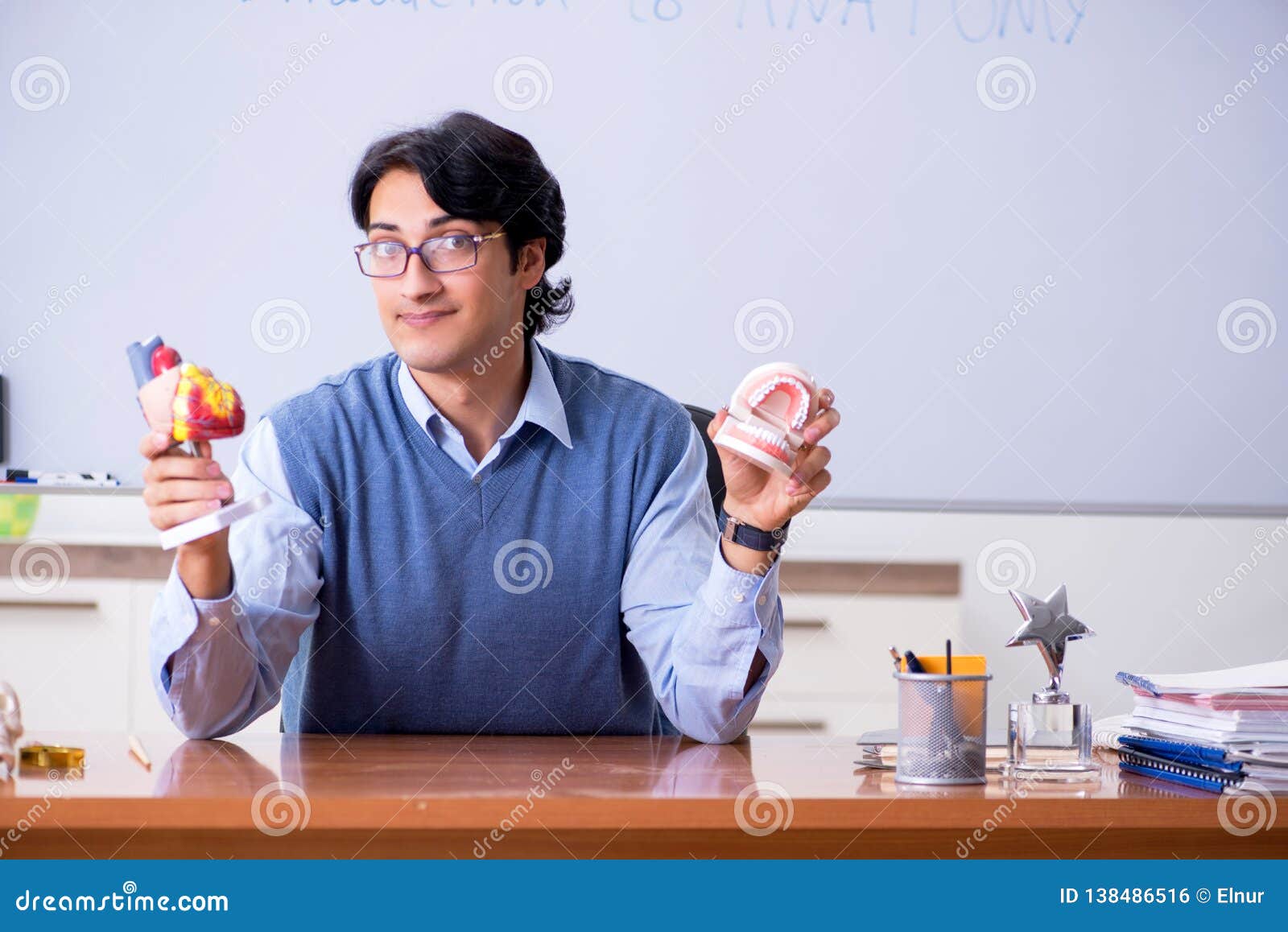 The Young Lecturer Teacher Teaching Anatomy Stock Photo - Image of ...