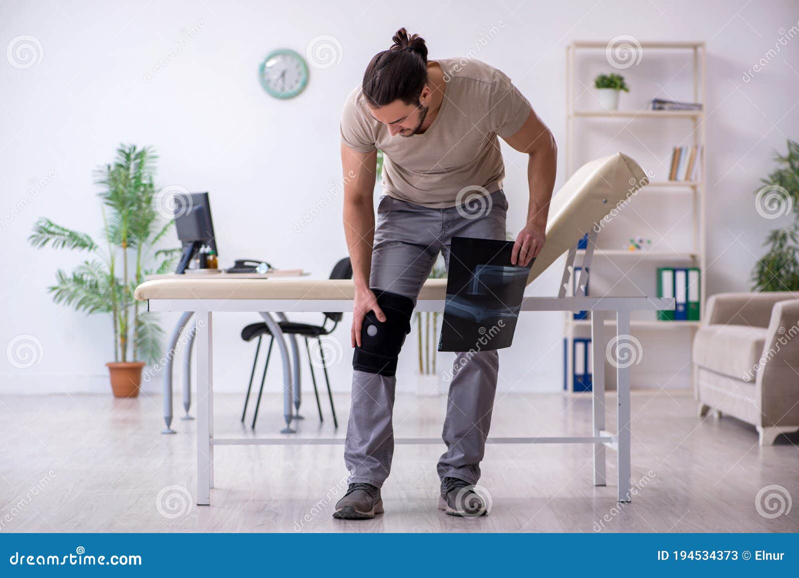 Young Leg Injured Man Looking X-ray Stock Image - Image of rehab ...