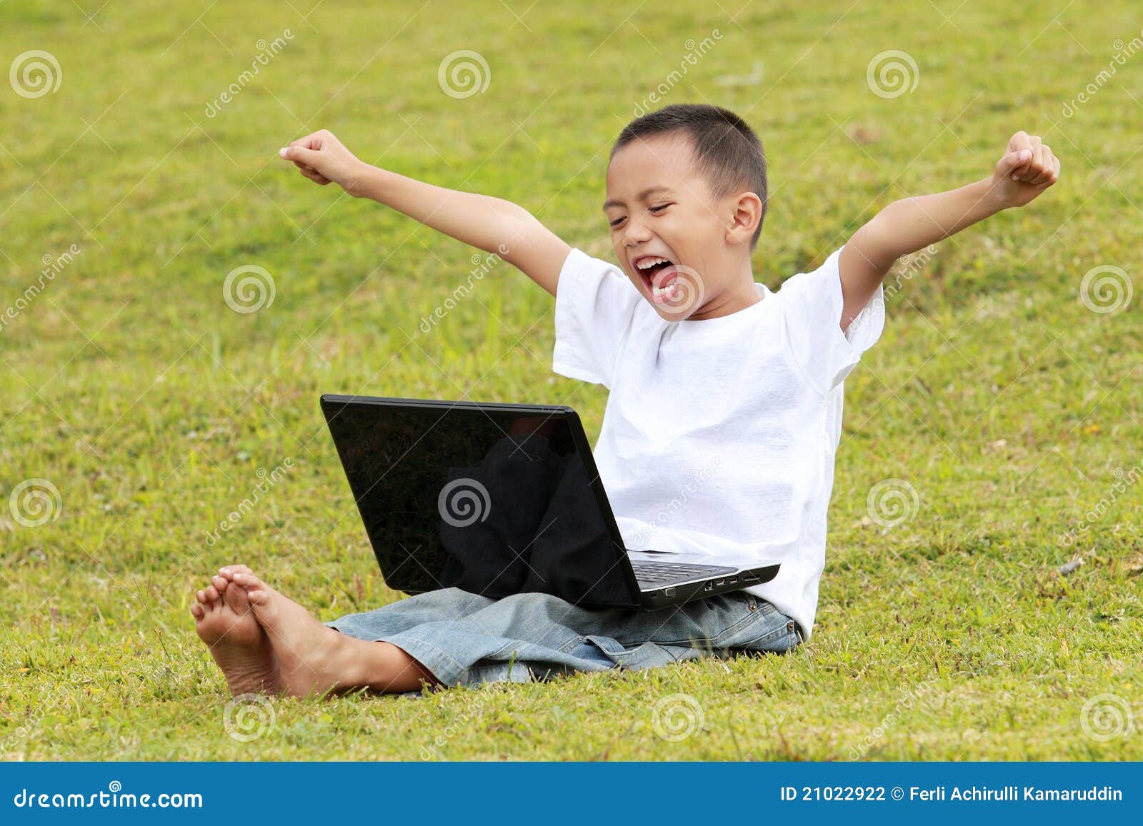 Young Little Boy Celebrating Success Stock Photo - Image of spring ...