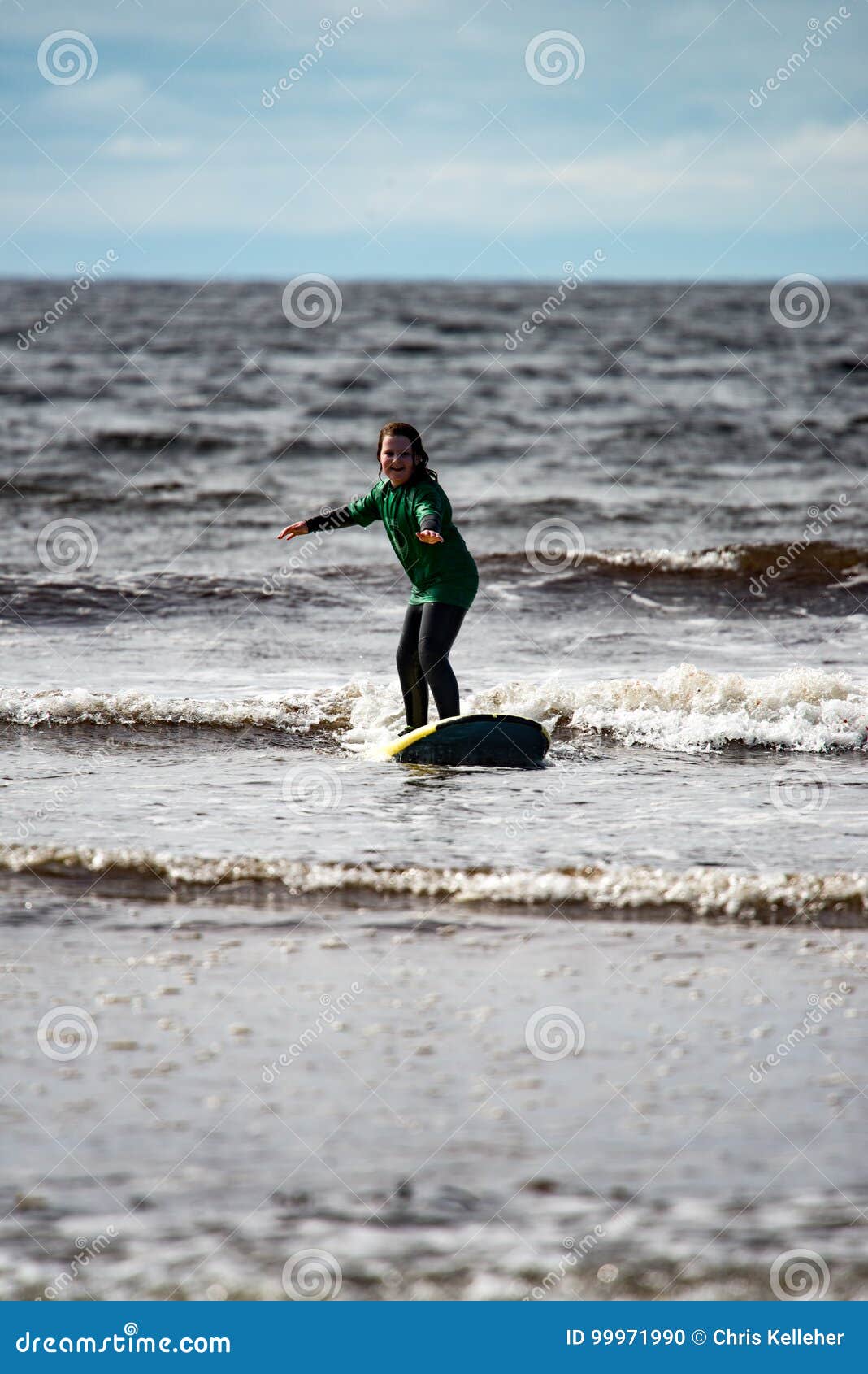 Young Little Girl on Beach Taking Surfing Lessons Stock Photo - Image ...