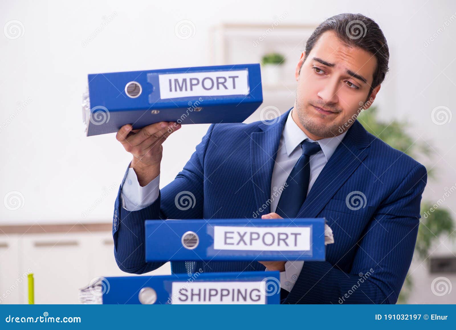 Young Male Logistics Specialist Working in the Office Stock Image ...