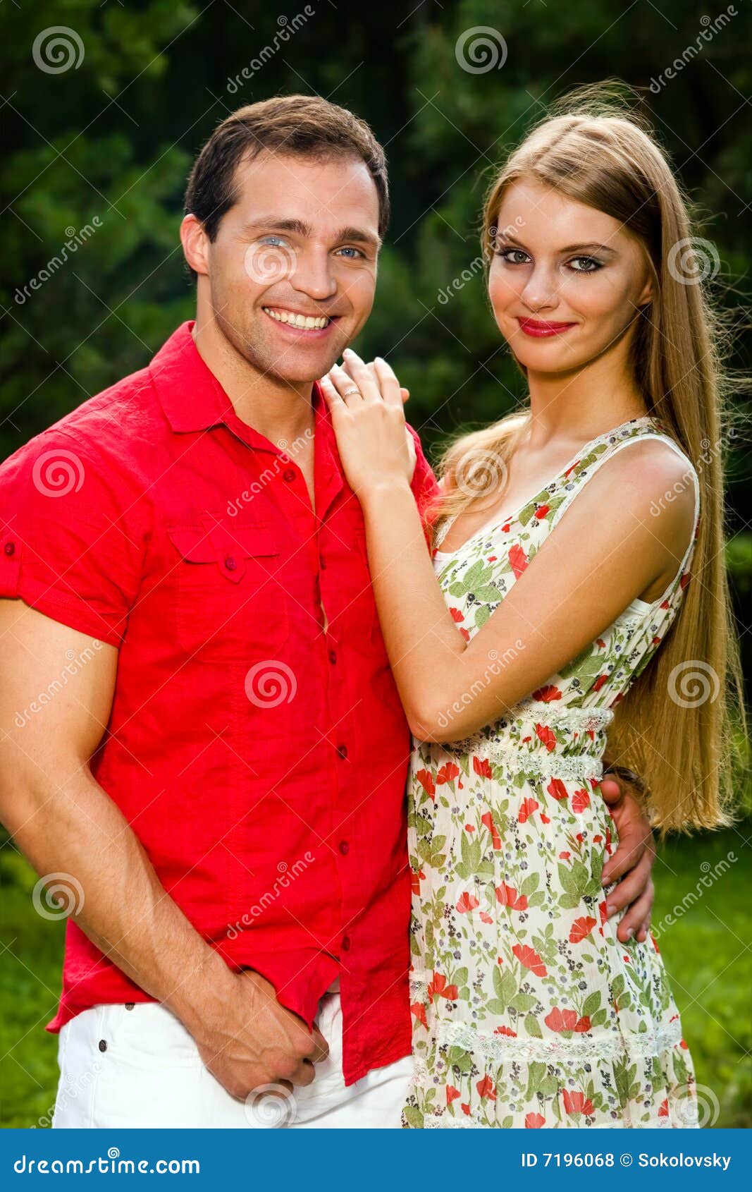 Young Love Couple Smiling Outdoors Stock Photo - Image of attractive ...