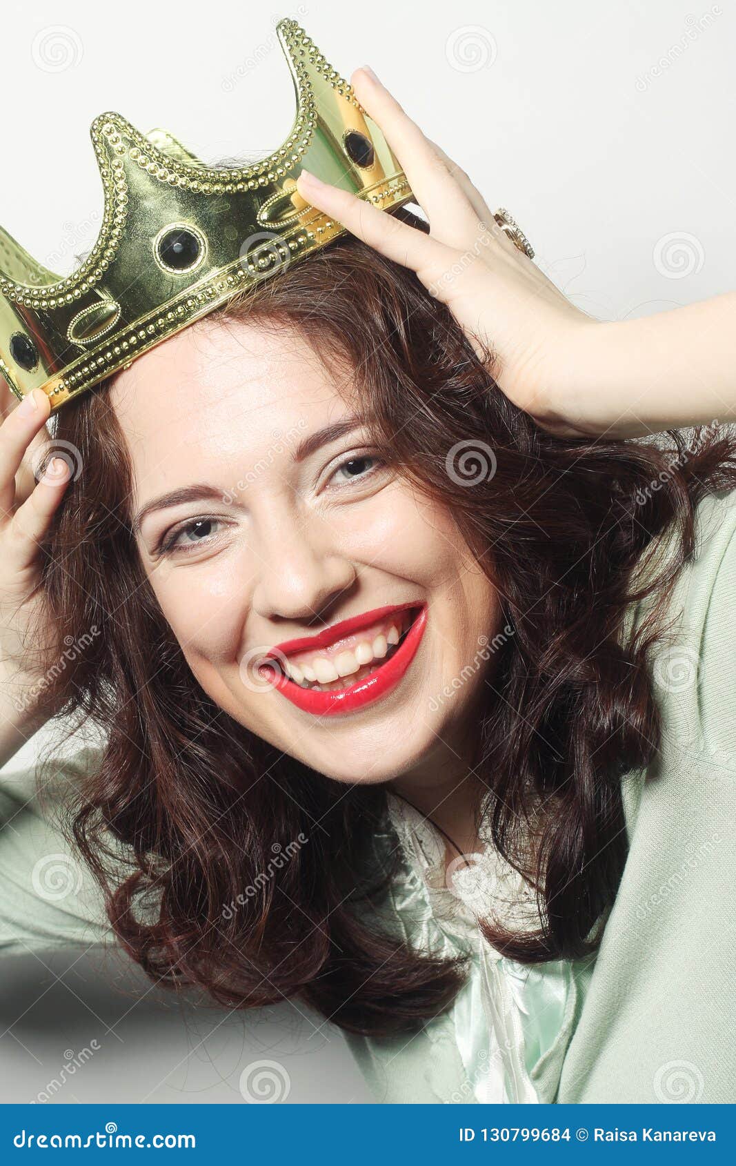 Woman in crown stock photo. Image of joyful, face, fashion - 130799684