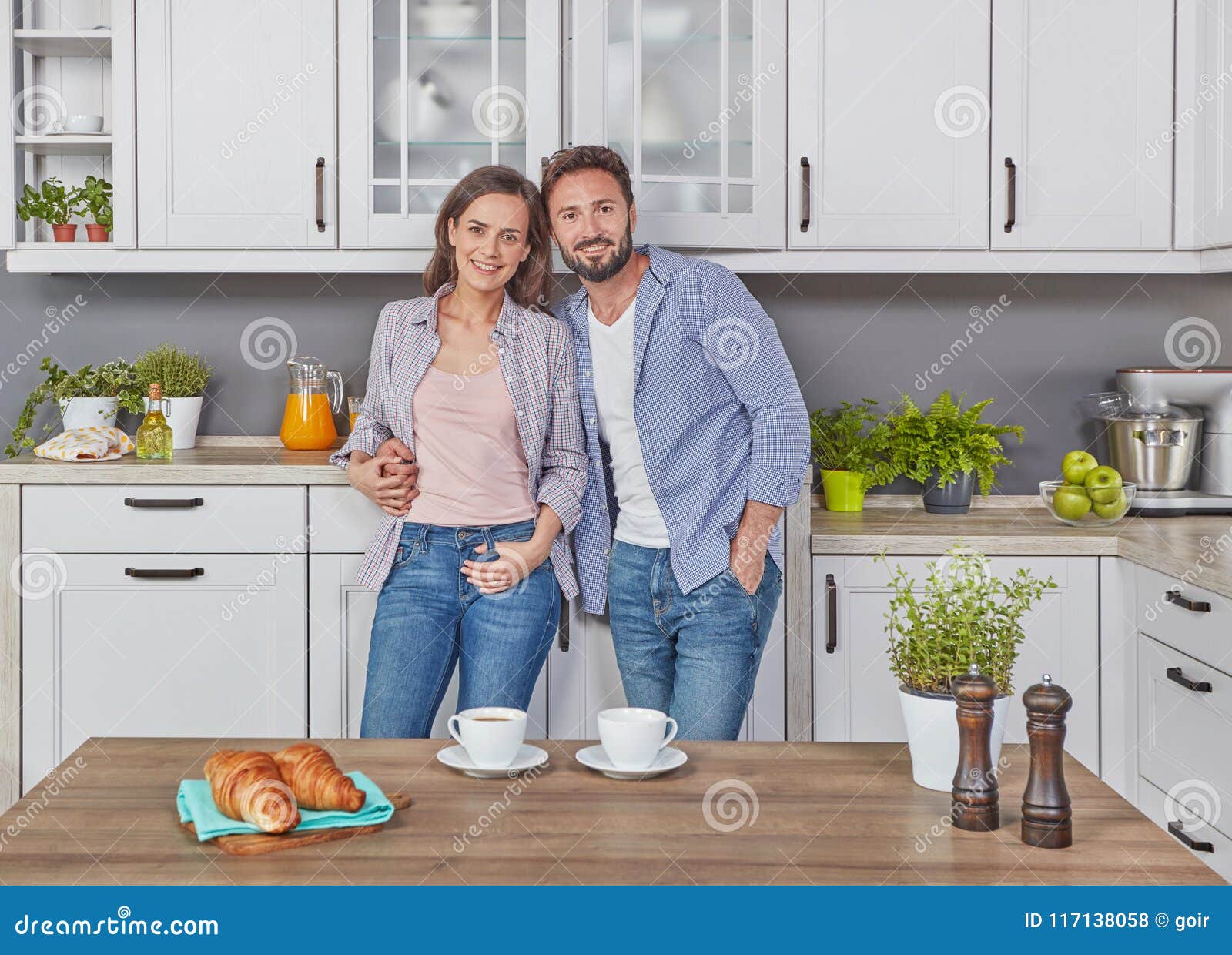 Young Lovers in the Kitchen Stock Photo - Image of drink, coffee: 117138058