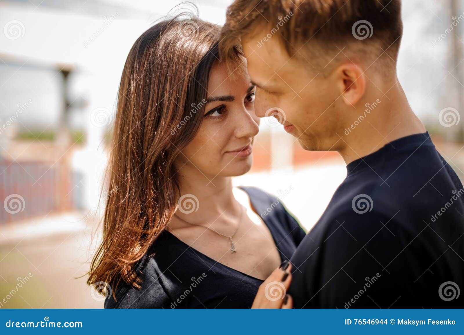 Young Lovers Looking at Each Other Stock Photo - Image of cheerful ...
