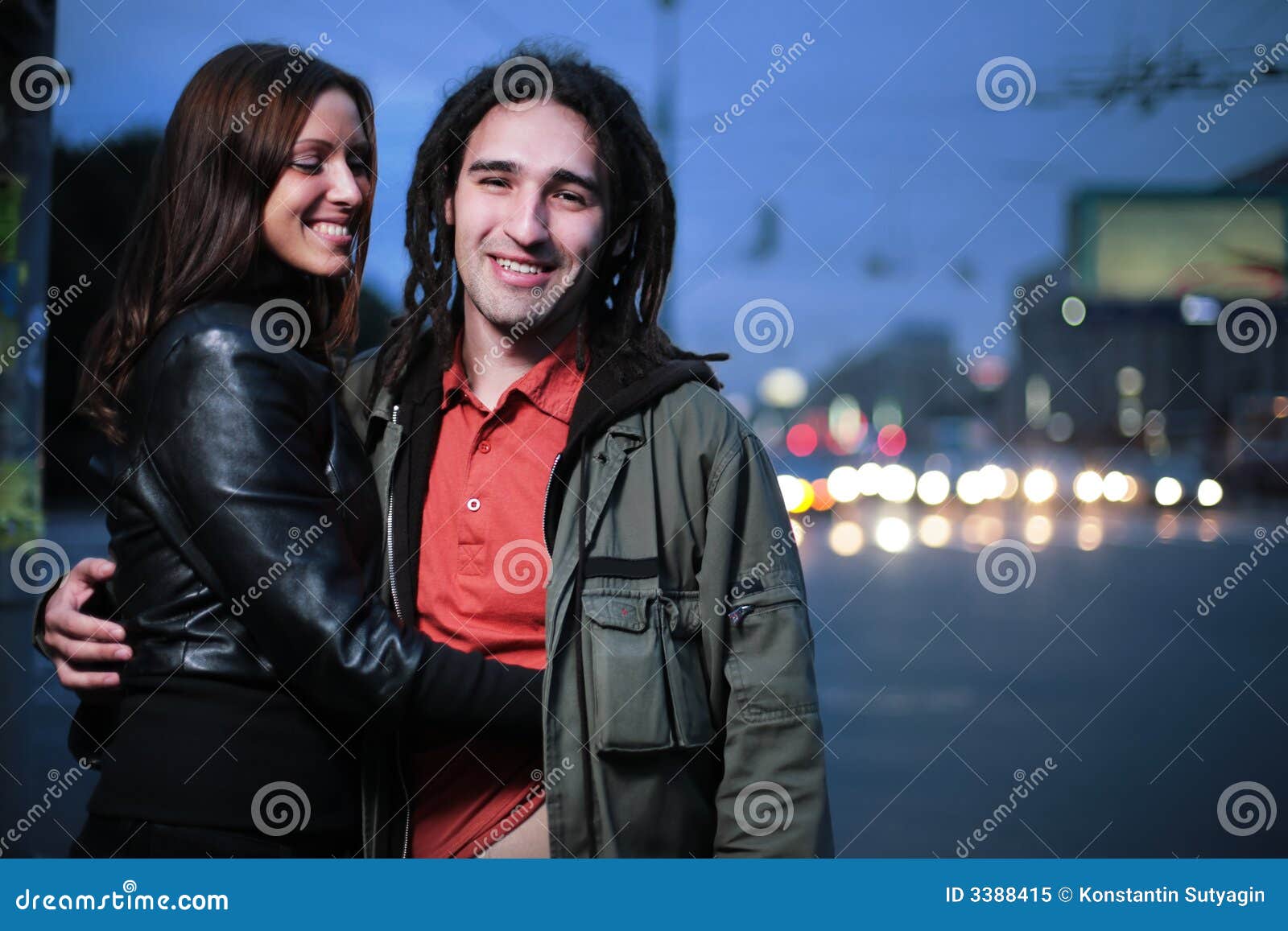 Young Loving Couple Have Fun In Park. Caucasian Boyfriend Carry On His ...