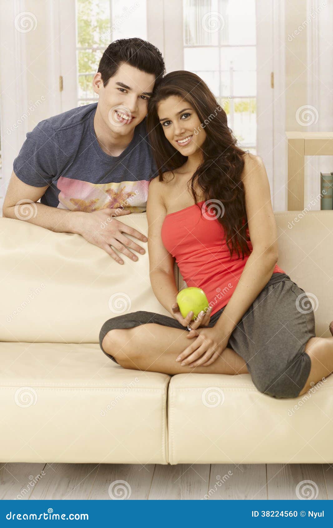 Young Loving Couple at Home Stock Photo - Image of hair, domestic: 38224560