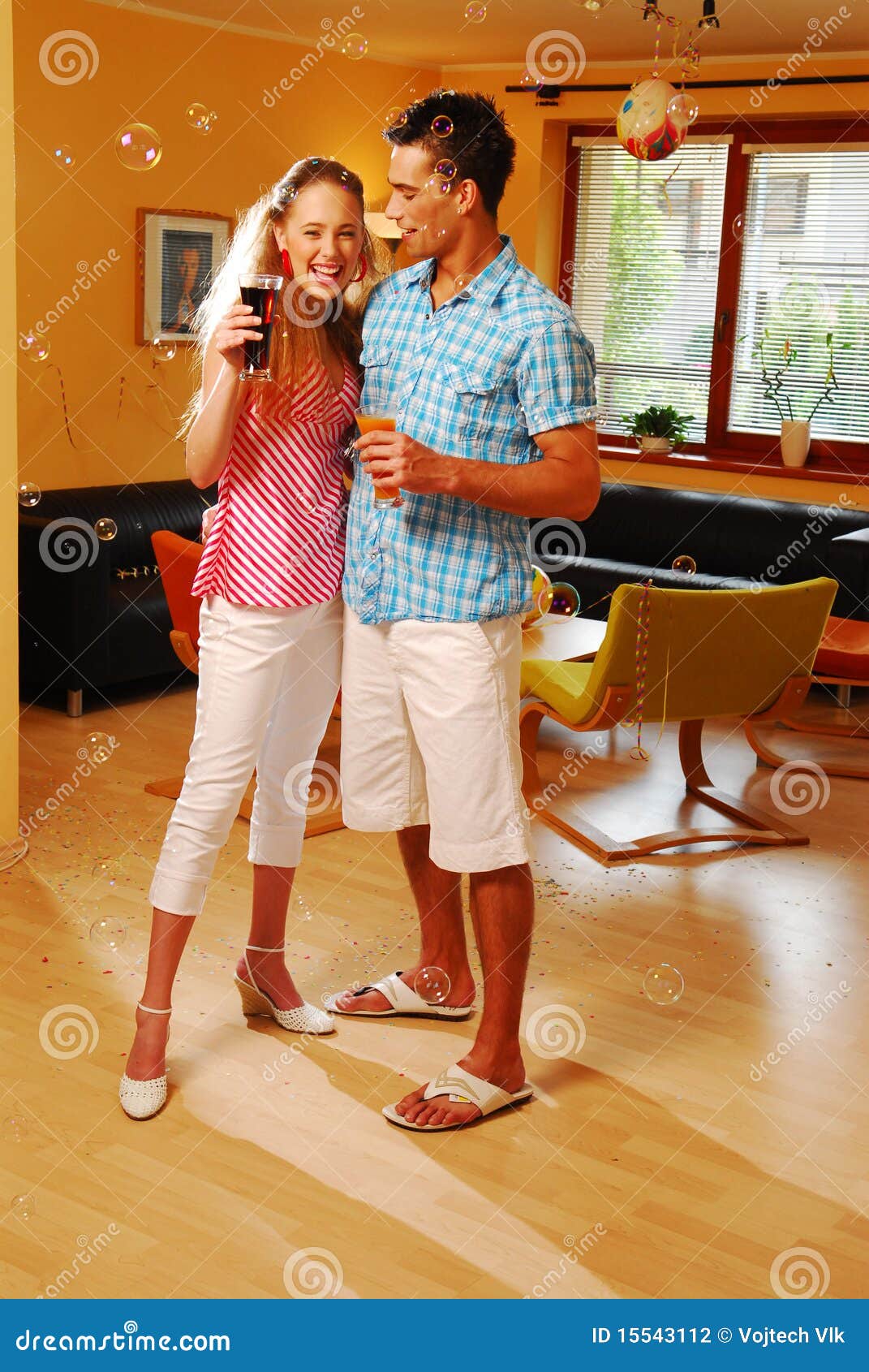 The Young Loving Pair on the Party Stock Photo - Image of amusement ...