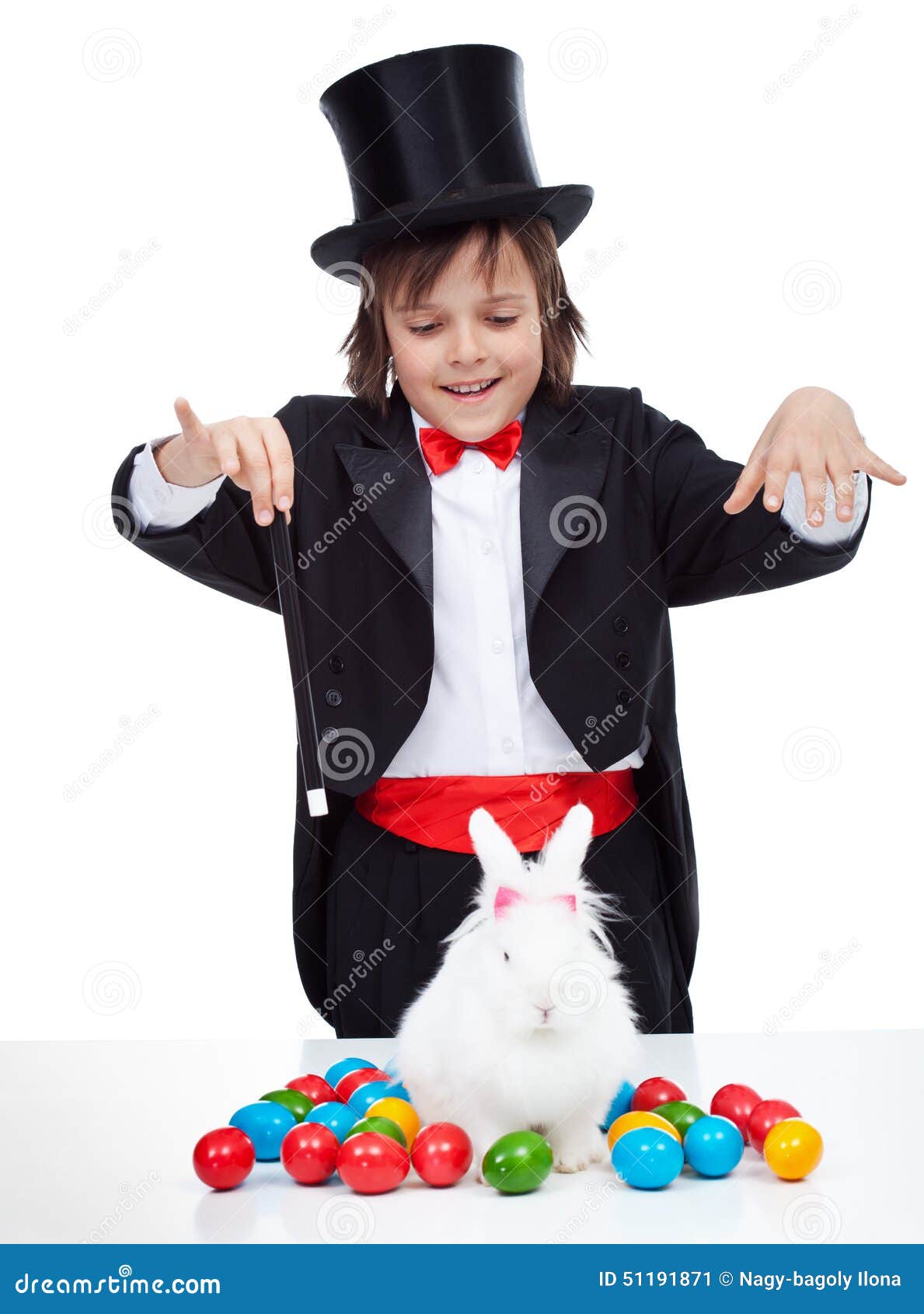 Young Magician Boy Performing an Easter Trick Stock Image - Image of ...