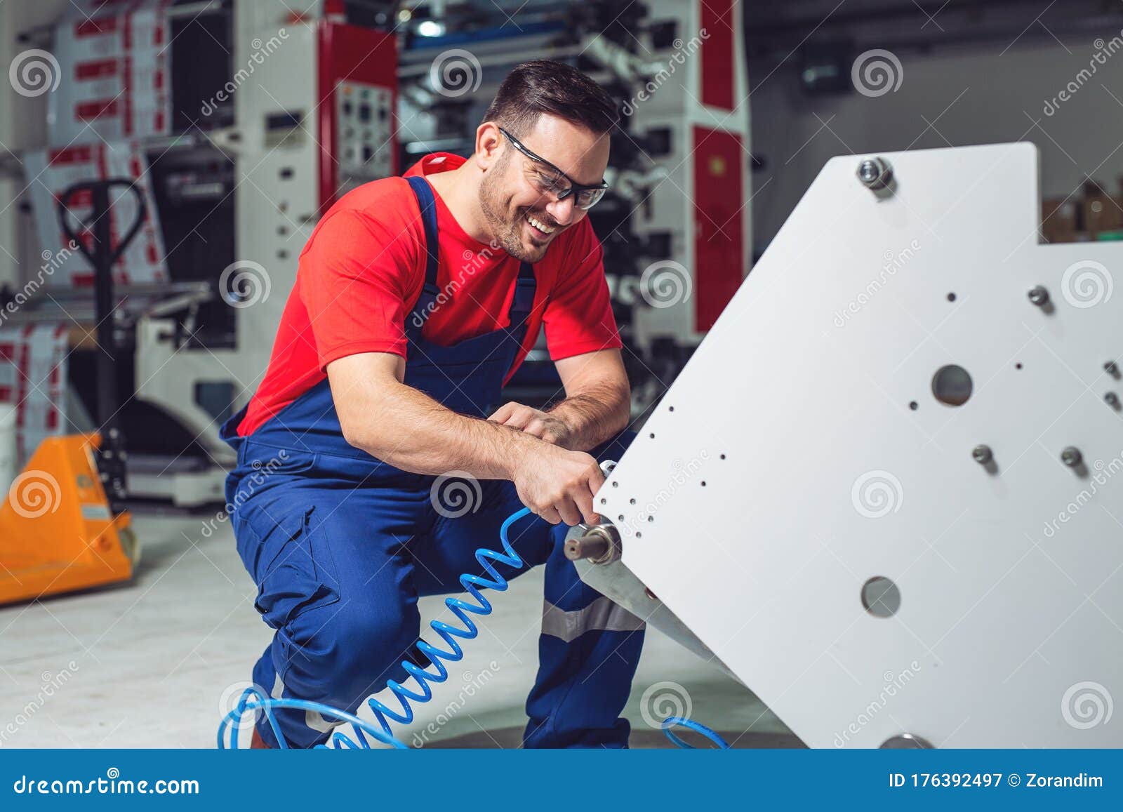 Maintenance Engineer Repair Modern Industrial Machine. Stock Image ...