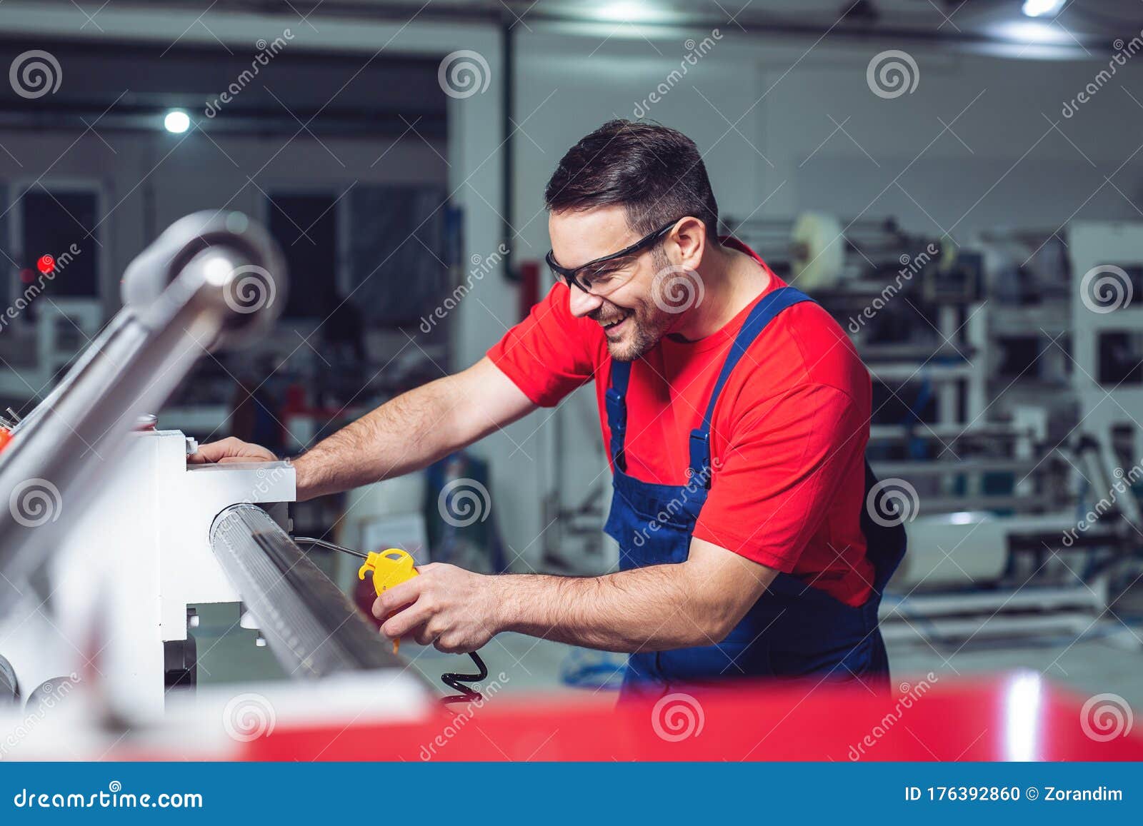 Maintenance Engineer Repair Modern Industrial Machine. Stock Photo ...