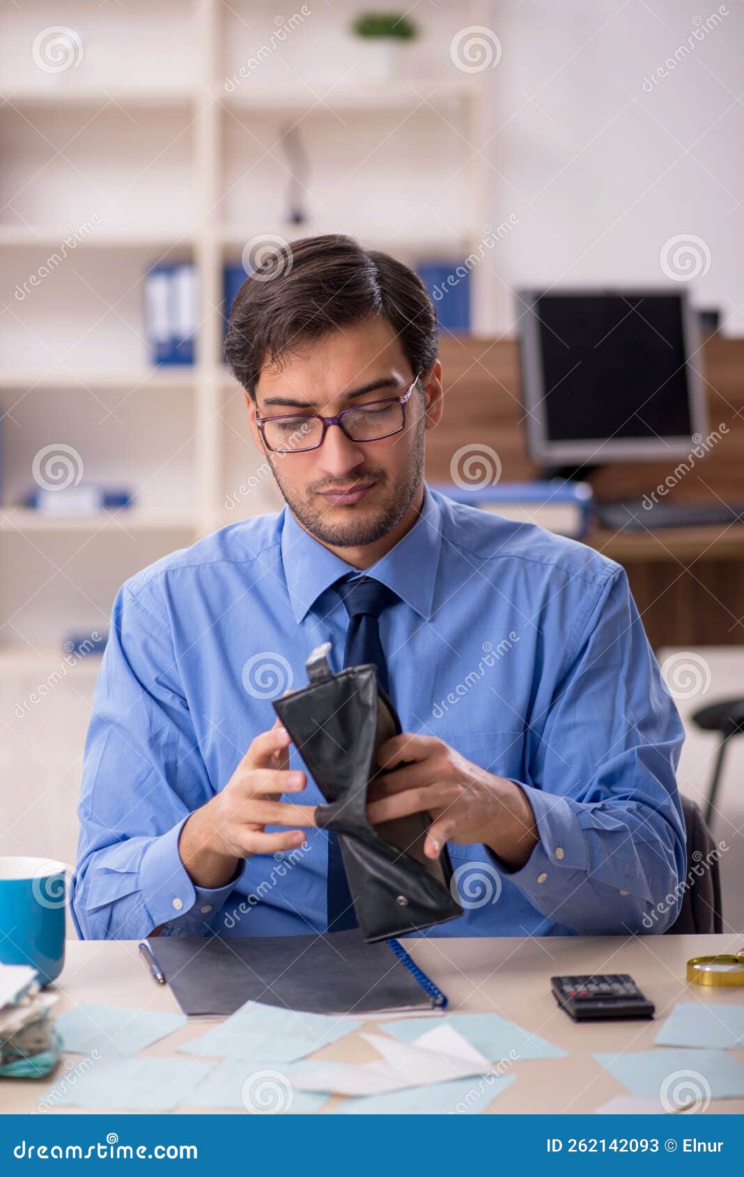 Young Male Accountant Working in the Office Stock Image - Image of bill ...